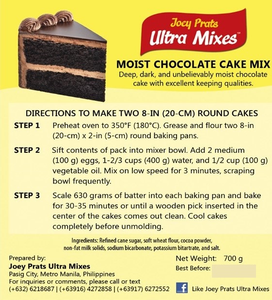 Joey Prats Ultra Mixes 10-PACK BUNDLE Moist Chocolate Cake Mix | Lazada PH