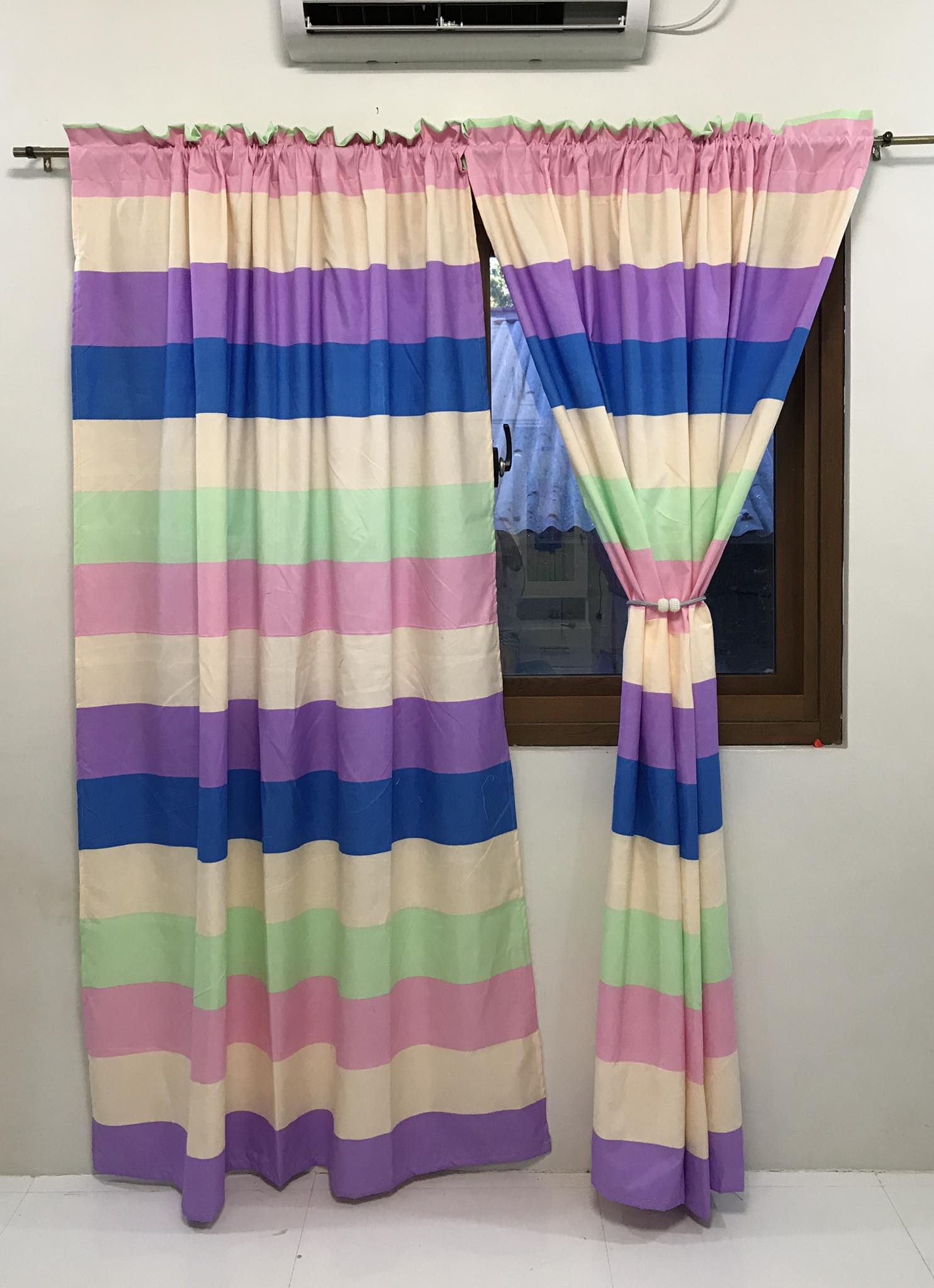 Pastel Rainbow Non Ring Curtains - Canadian Fabric 7ft | Lazada PH