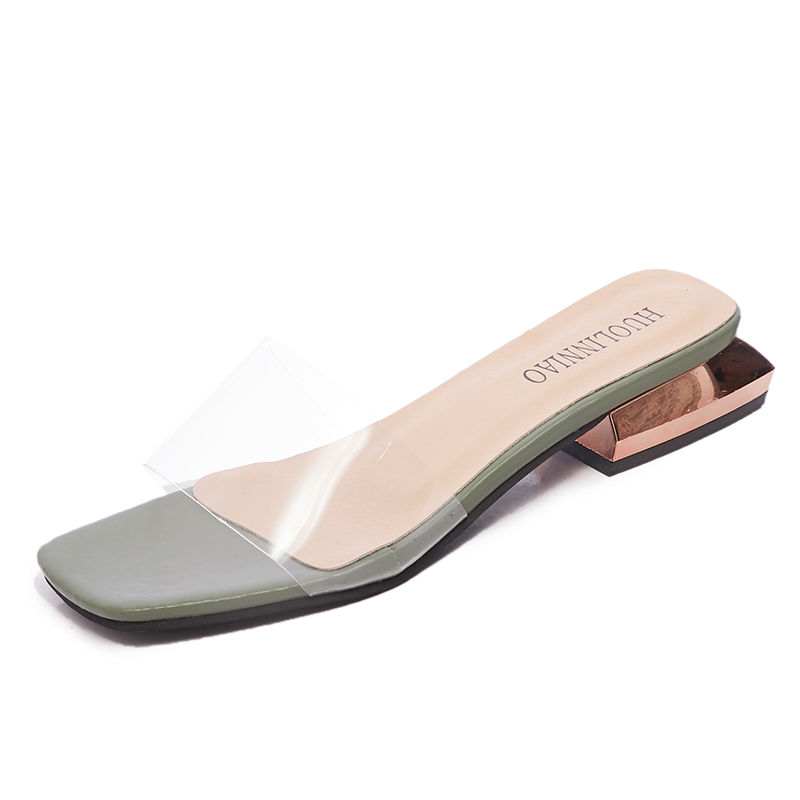 New Arrival Transparent Slippers FOR Women Chunky Heel Slip-On Pumps ...