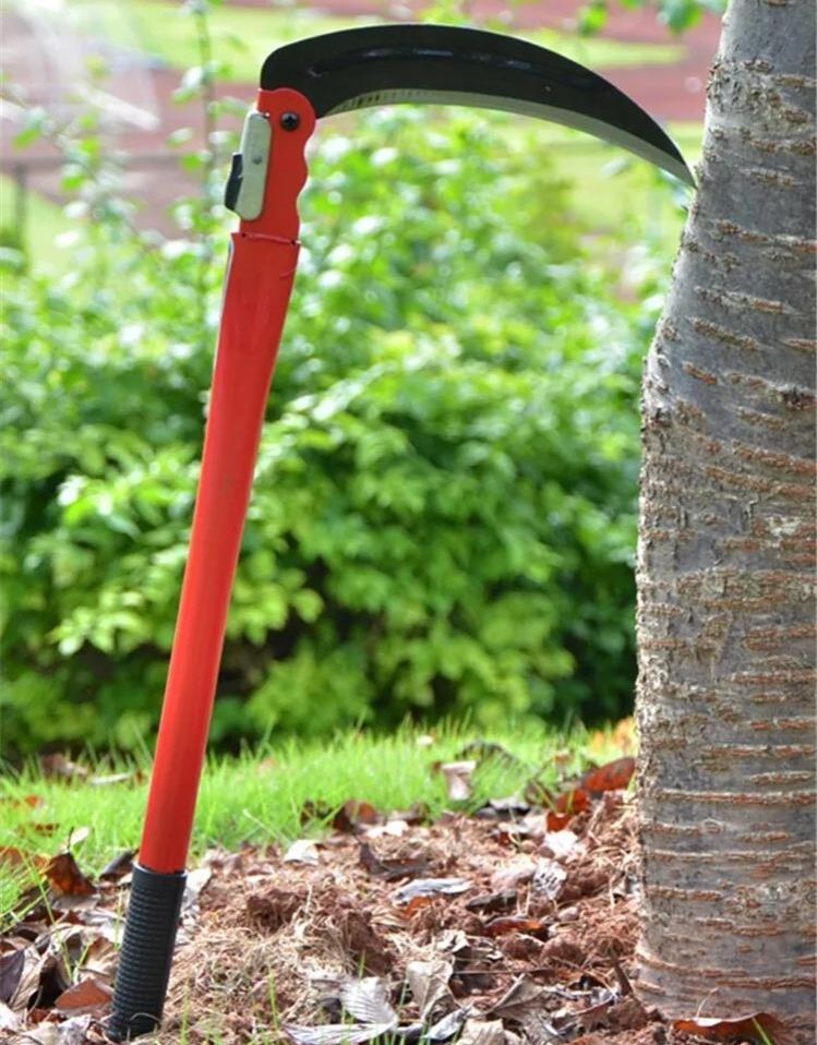 Long Soft Handle Grass Cutting Folding Steel Gardening Scythe Sickle ...