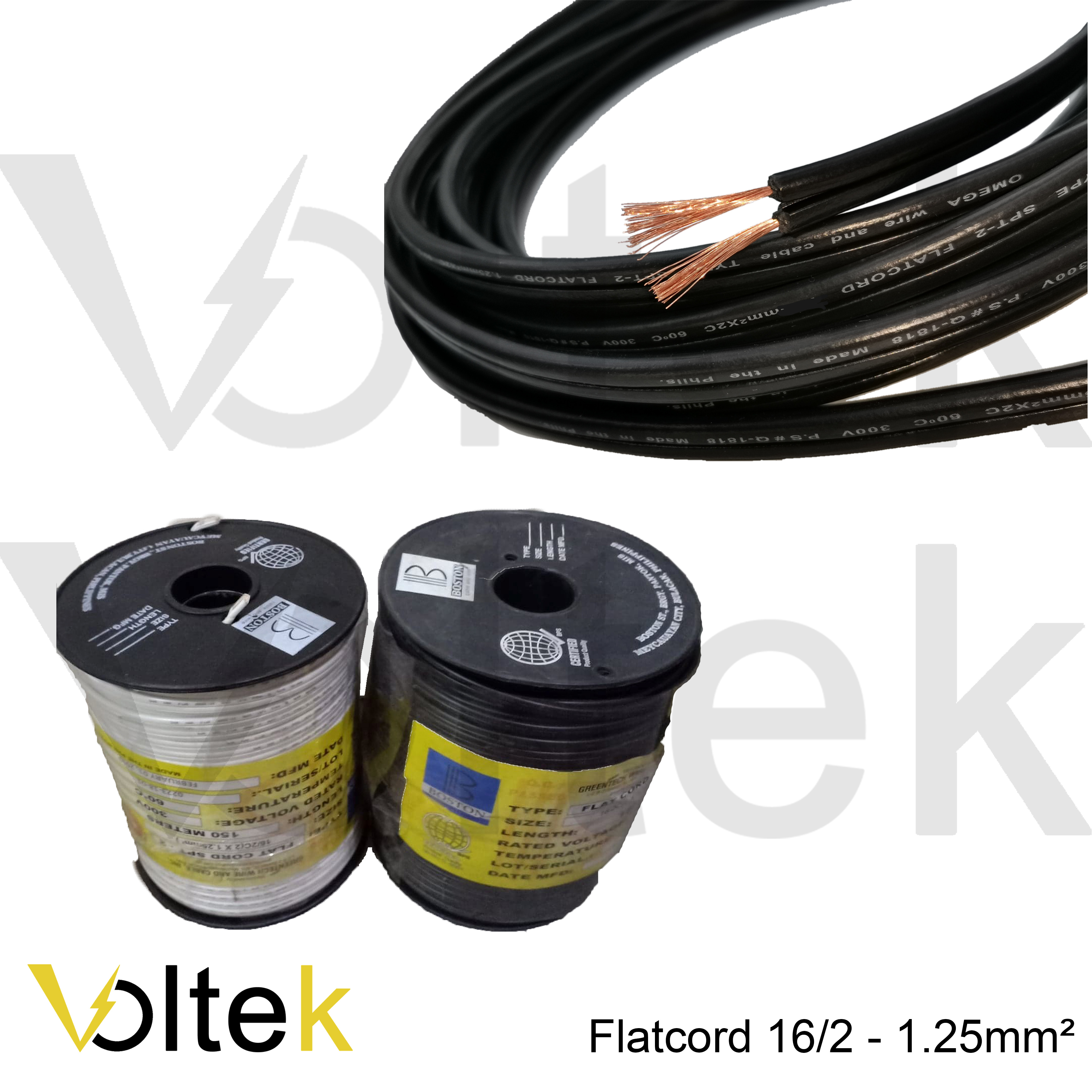 Flat cord 16/2 - 1.25mm Boston Brand sold per meter for extension cord ...