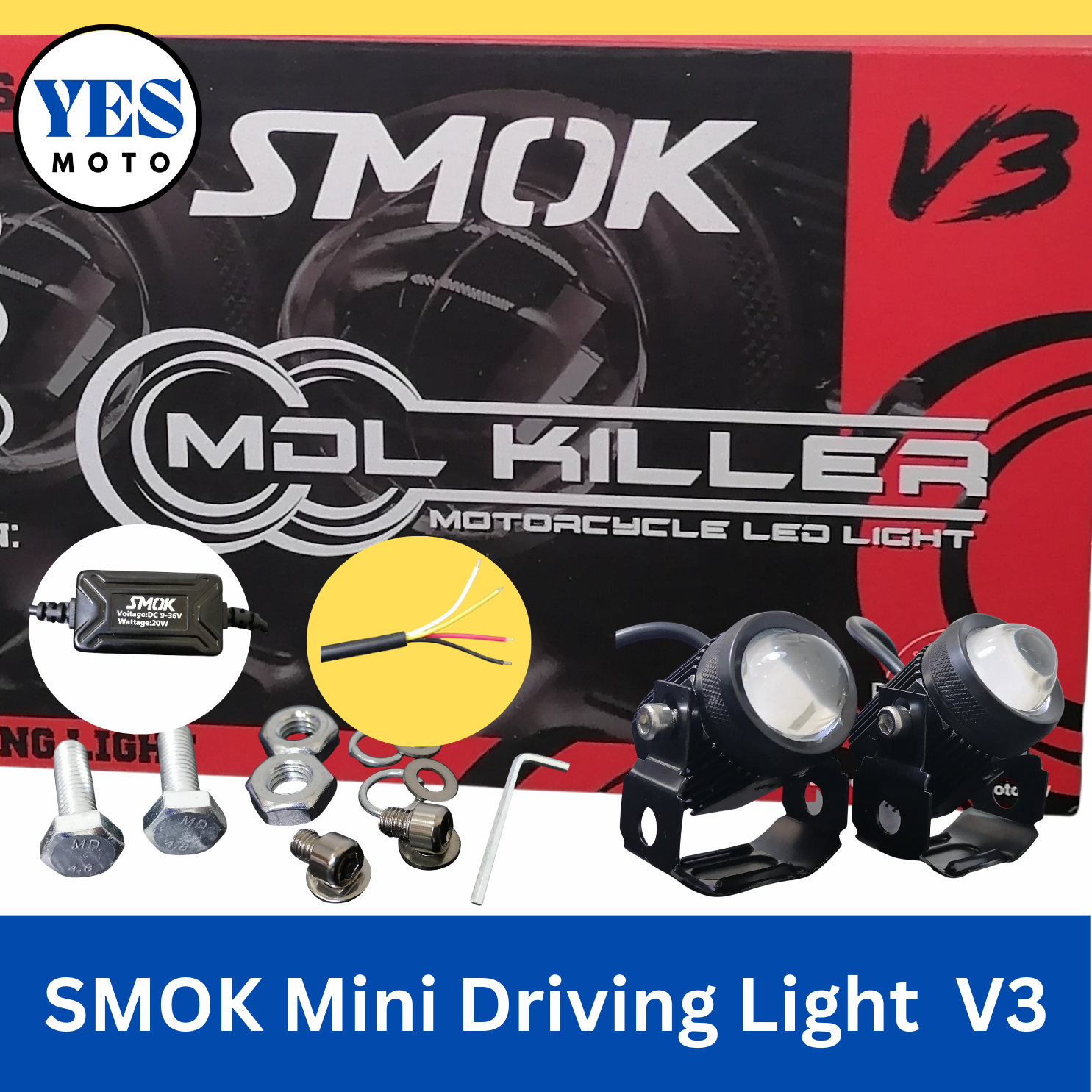 Smok Mini Driving Light High Beam White/Low Beam Yellow Full Set Korean ...