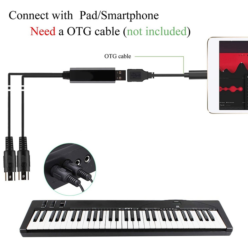 USB MIDI Cable Converter USB Interface to In-Out MIDI Cord Works for PC ...