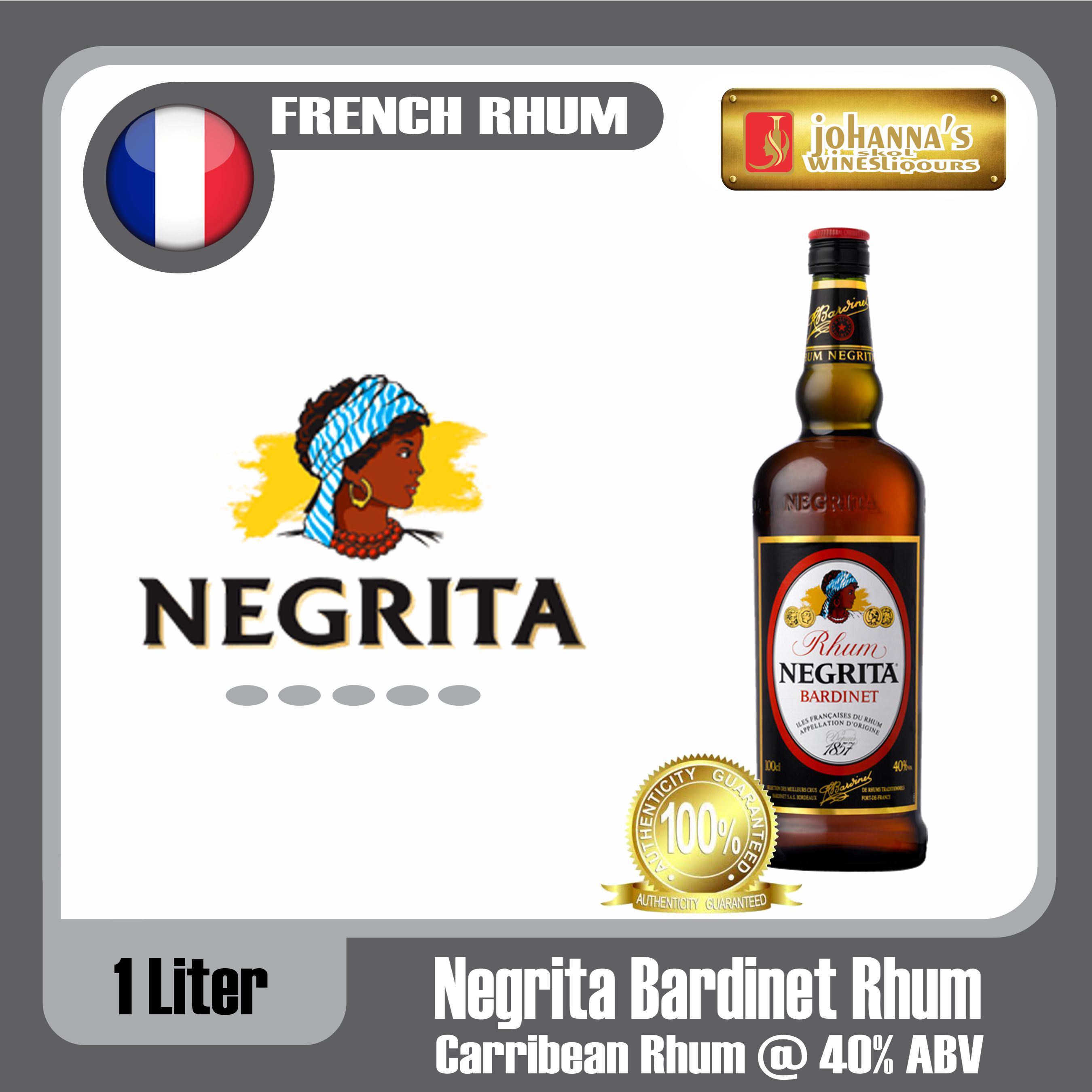 Negrita Bardinet Dark Carribean Rum 1 Liter | Lazada PH