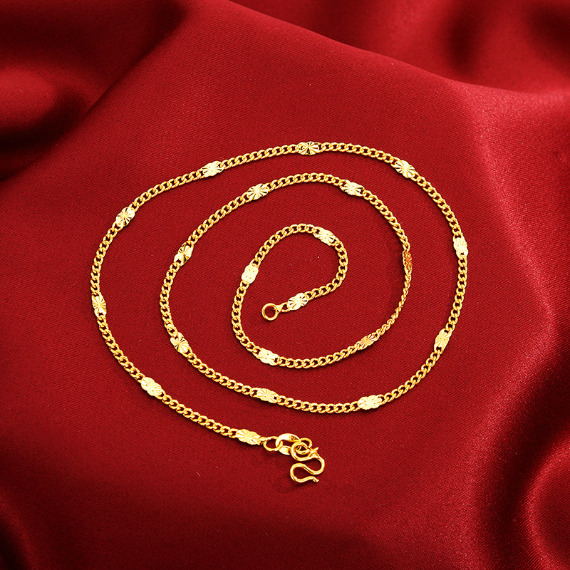 LUBIK โซ่Fashion 18K Saudi Gold Original Necklace For Women Simple ...