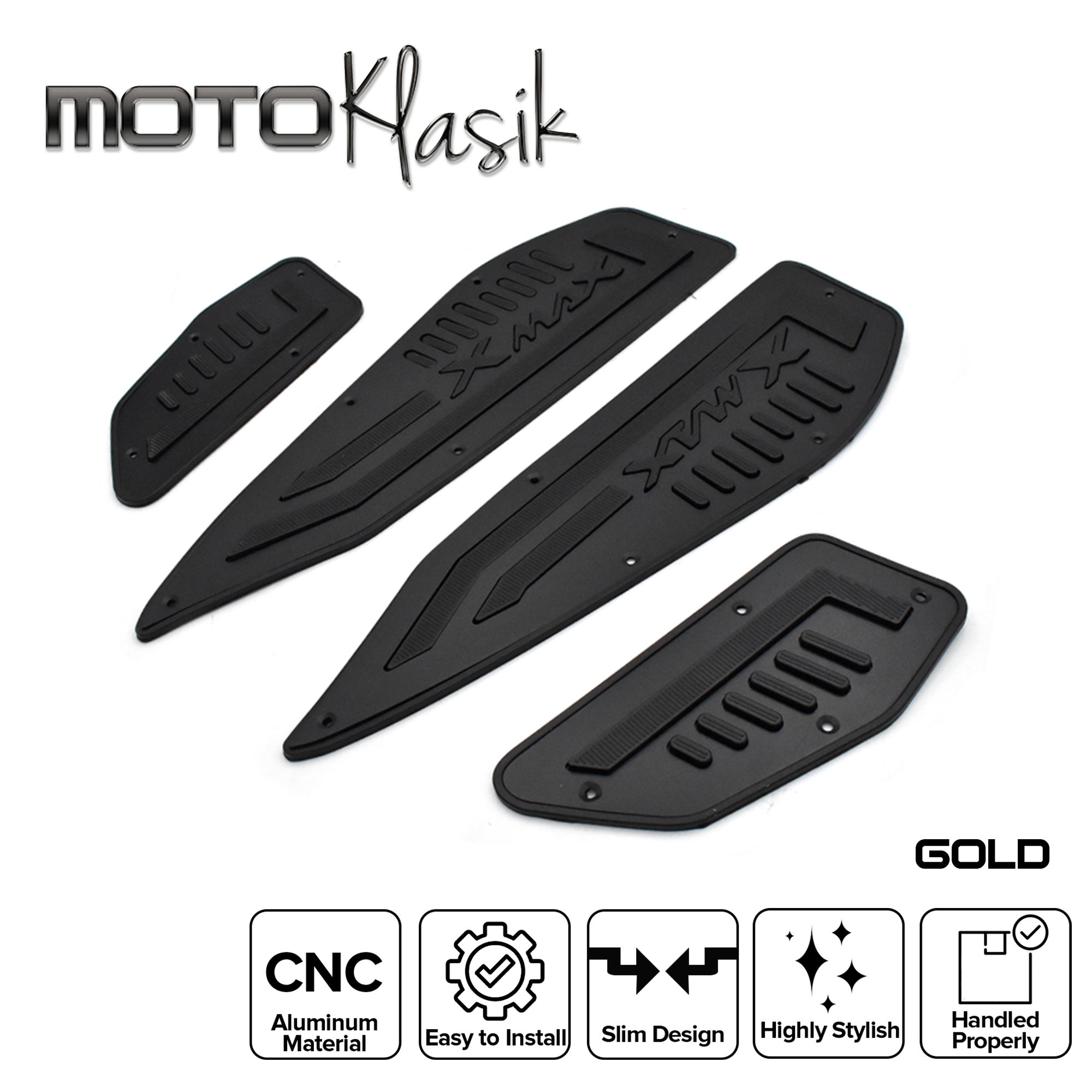 XMAX 300 CNC ALLOY ANTI-SLIP RUBBER FOOTBOARD MATTING W/ BOLTS NON ...