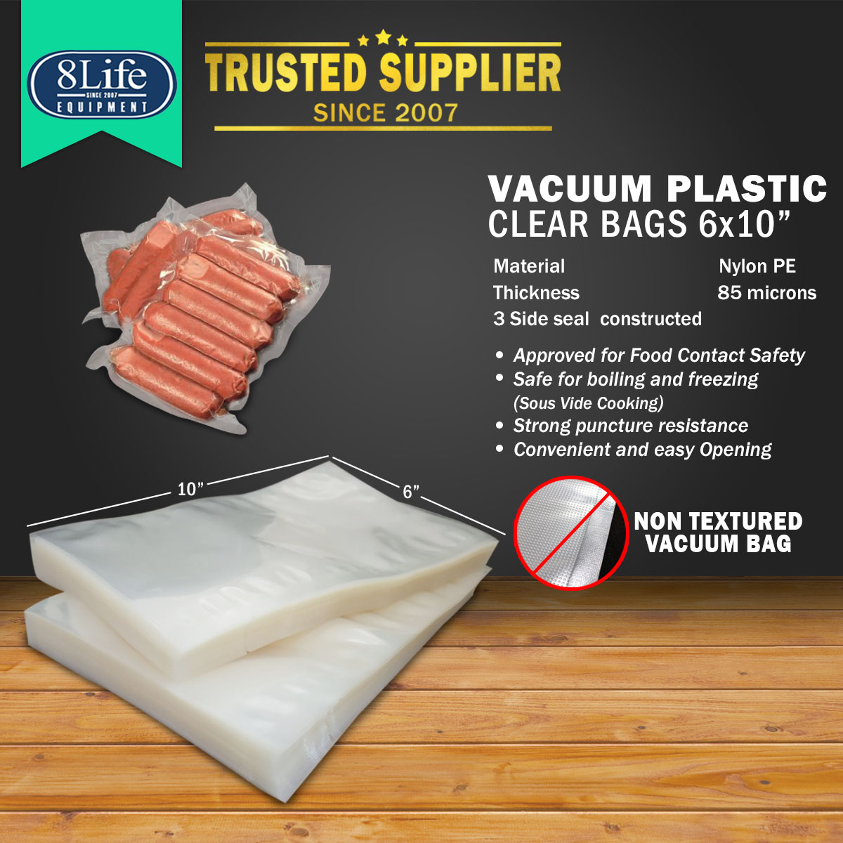 6x10 inches or 15x25 centimeters (CLEAR) vacuum bags vacuum plastic bags (Set of 100 pieces ...