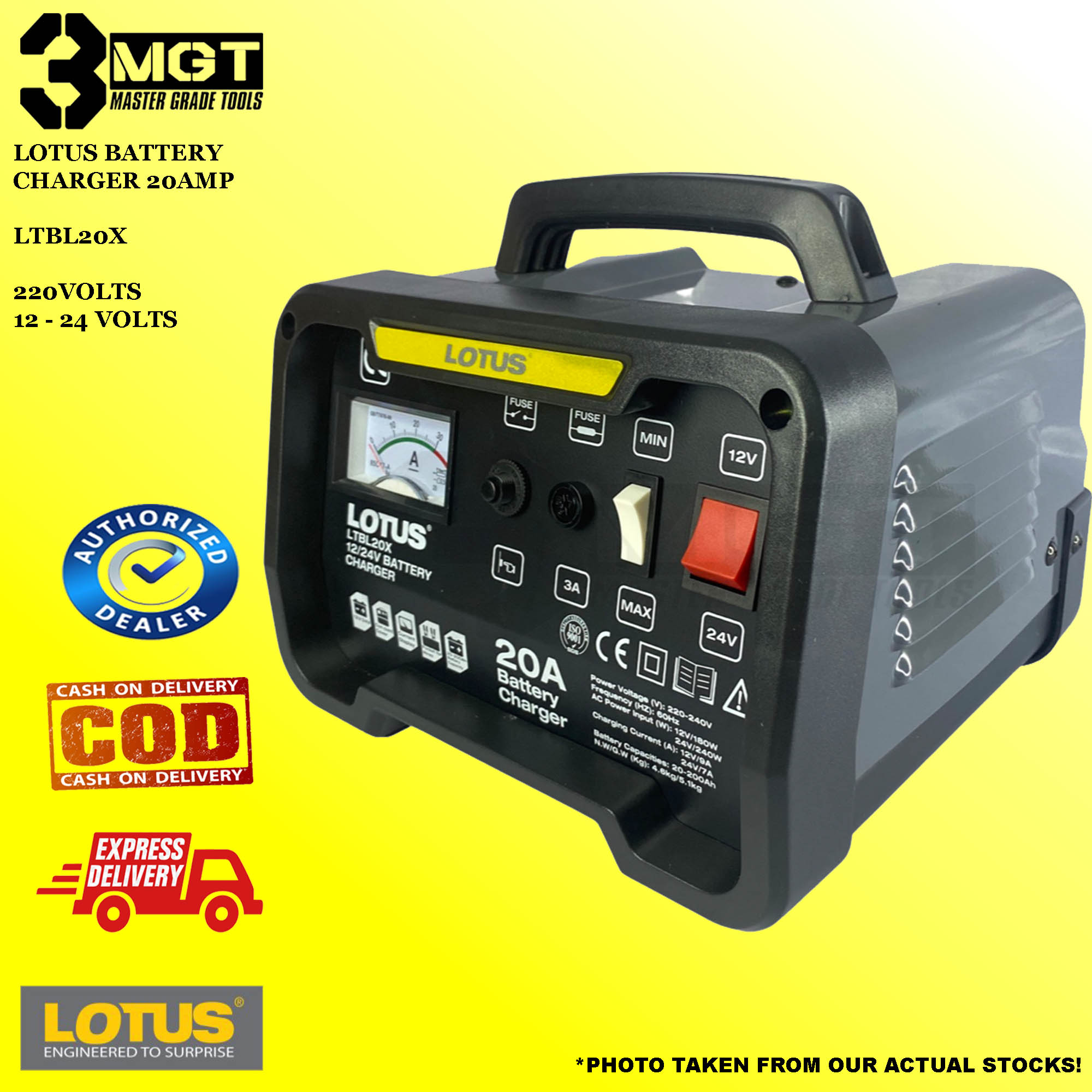 ORIGINAL LOTUS BATTERY CHARGER 12V/24V 20A LTBL20X HEAVYDUTY COD 3MGT ...