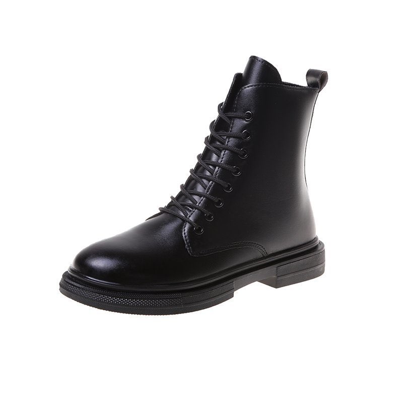 Women High Cut Lace Up Flat Black Boots | Lazada PH