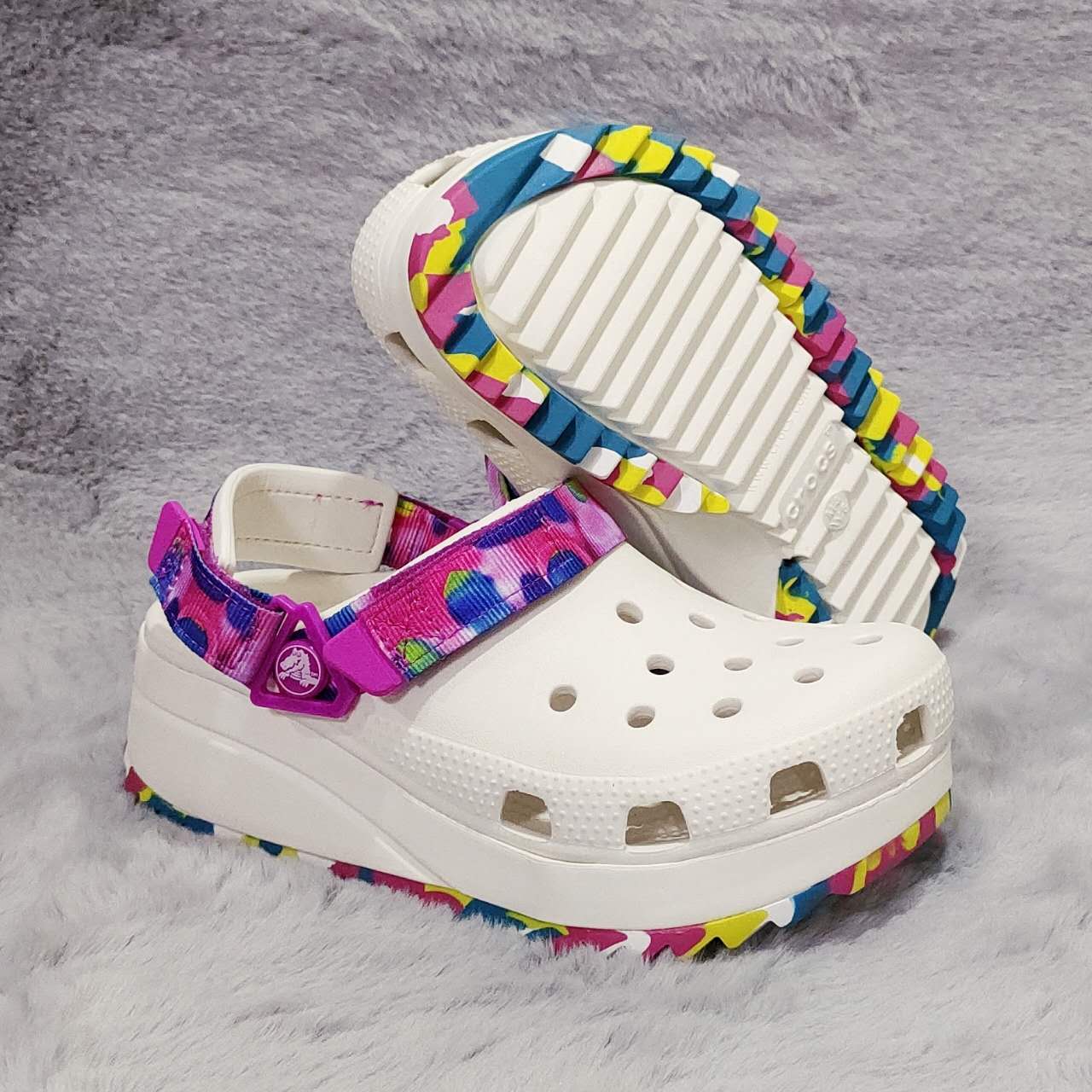 corcs casual fashion women's beach shoes, sandals, rainbow camouflage ...