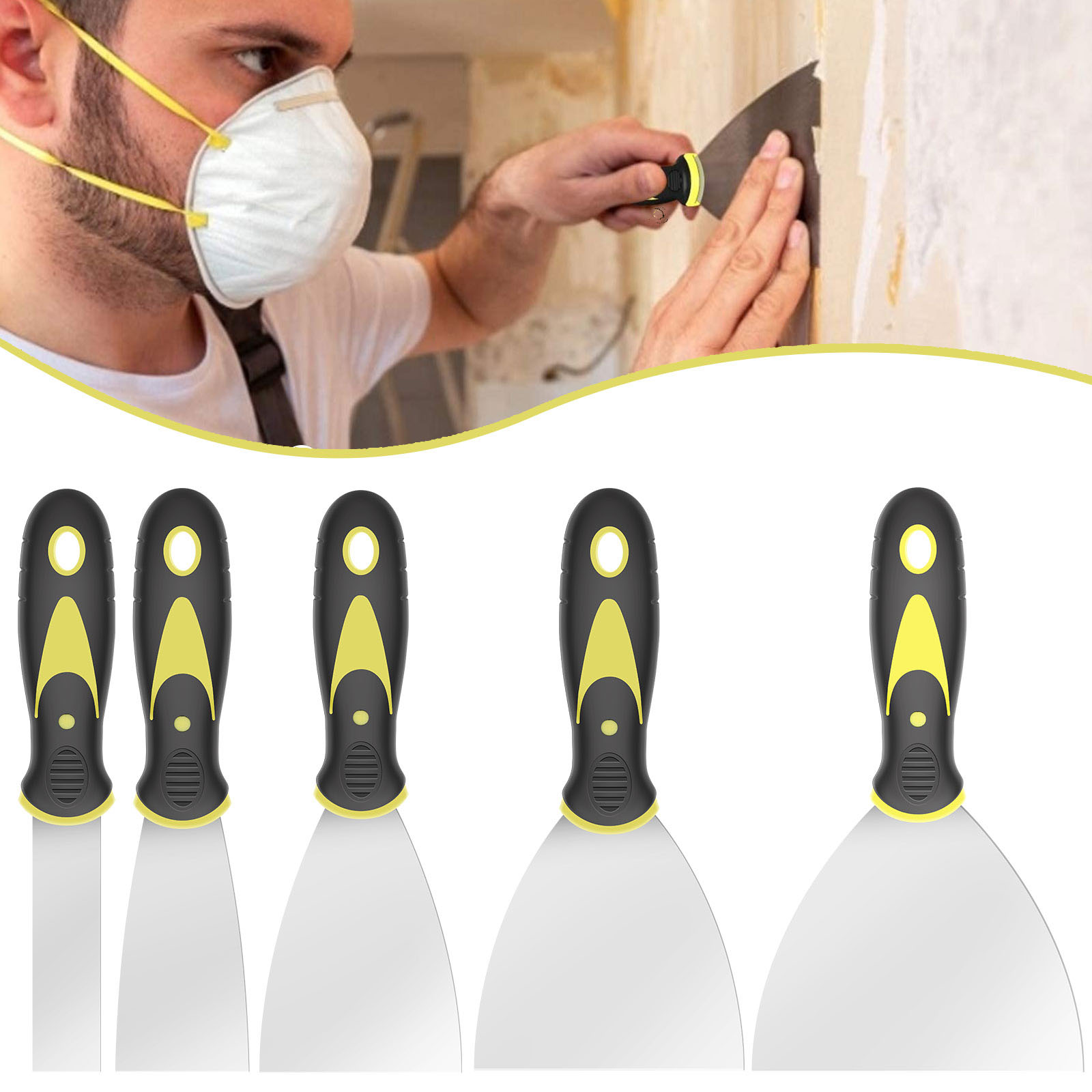 PITBULL Putty Scraper Set Stainless Steel Paint Scraper Tool Kit Wall ...