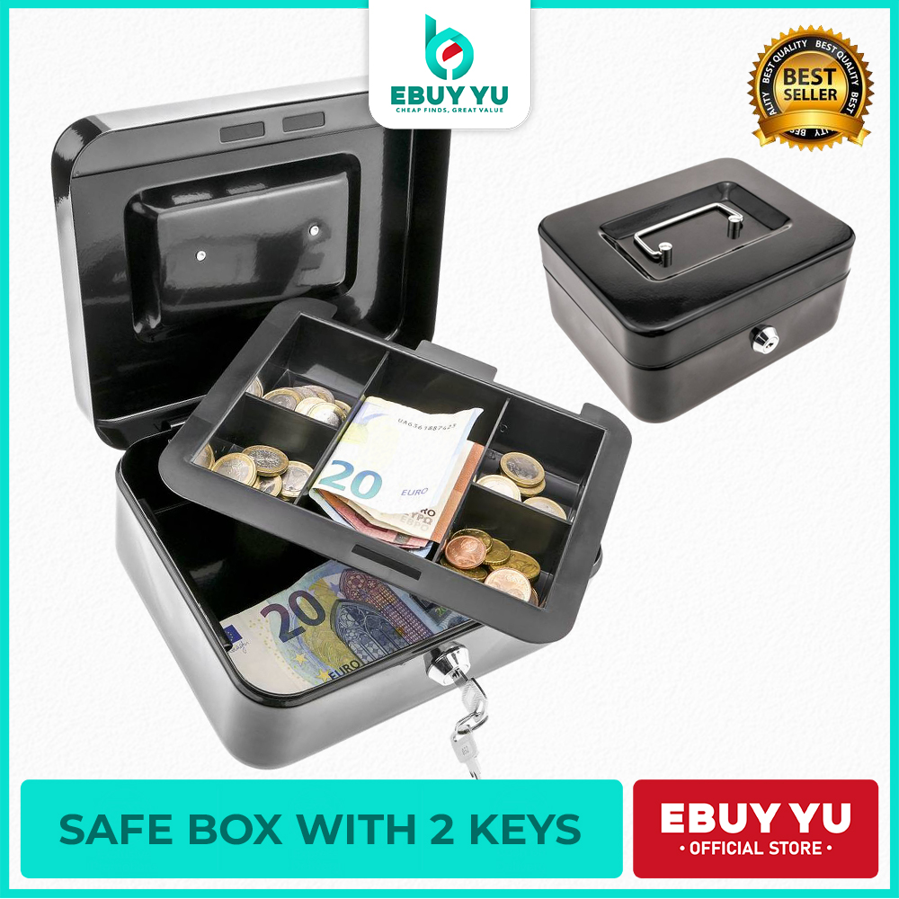 EBUY YU 15CM Portable Steel Mini Small Lockable Cash Coins Money ...