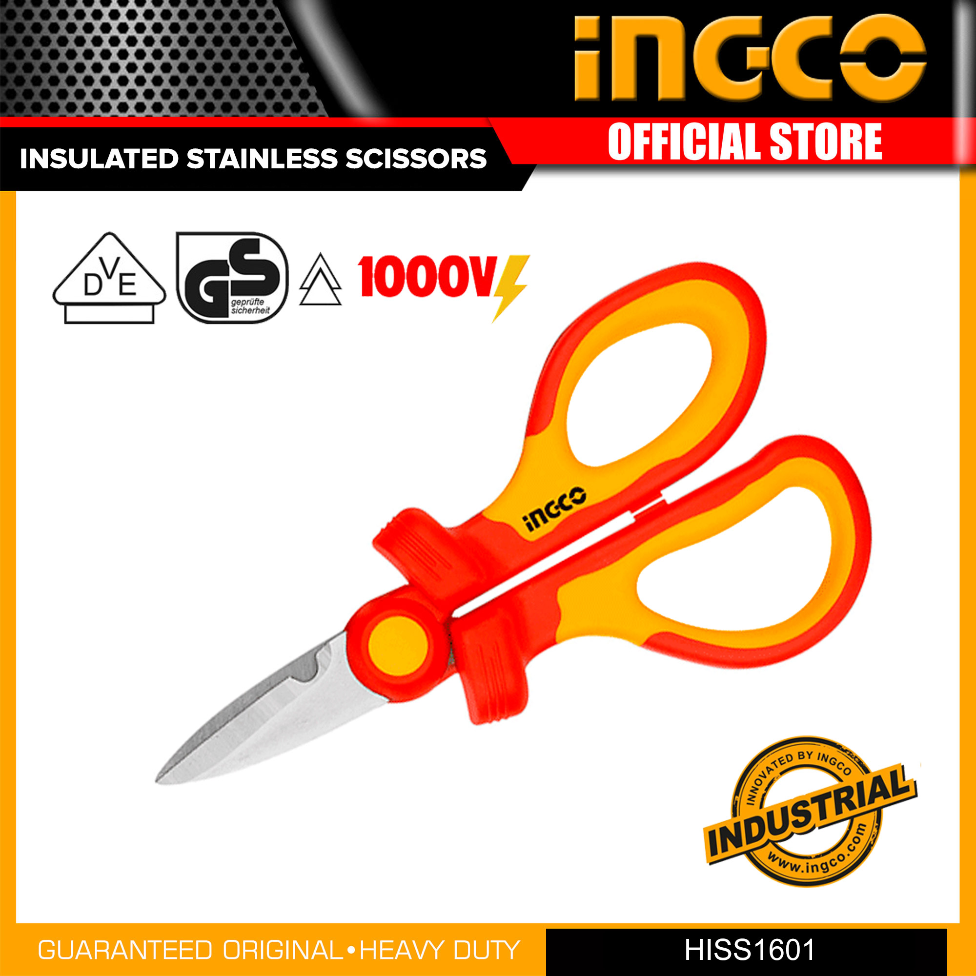 Ingco HISS1601 Industrial Insulated Scissors with Stainless Blade 1000V ...