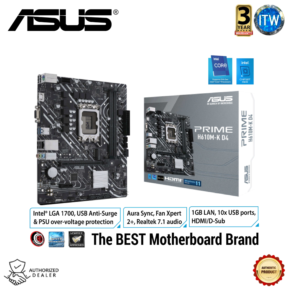 Asus Prime H610M-K DDR4 - Intel® H610 Chipset (LGA 1700) mic-ATX Motherboard | Lazada PH
