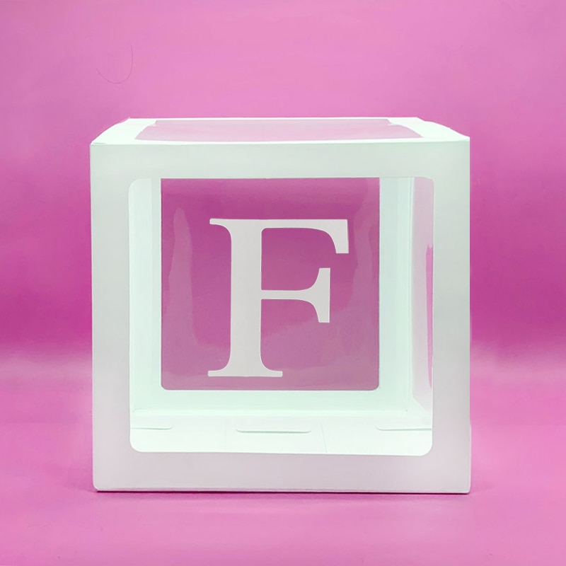 White Balloon Box Stand Lettering Name Backdrop Big Balloon Box With ...