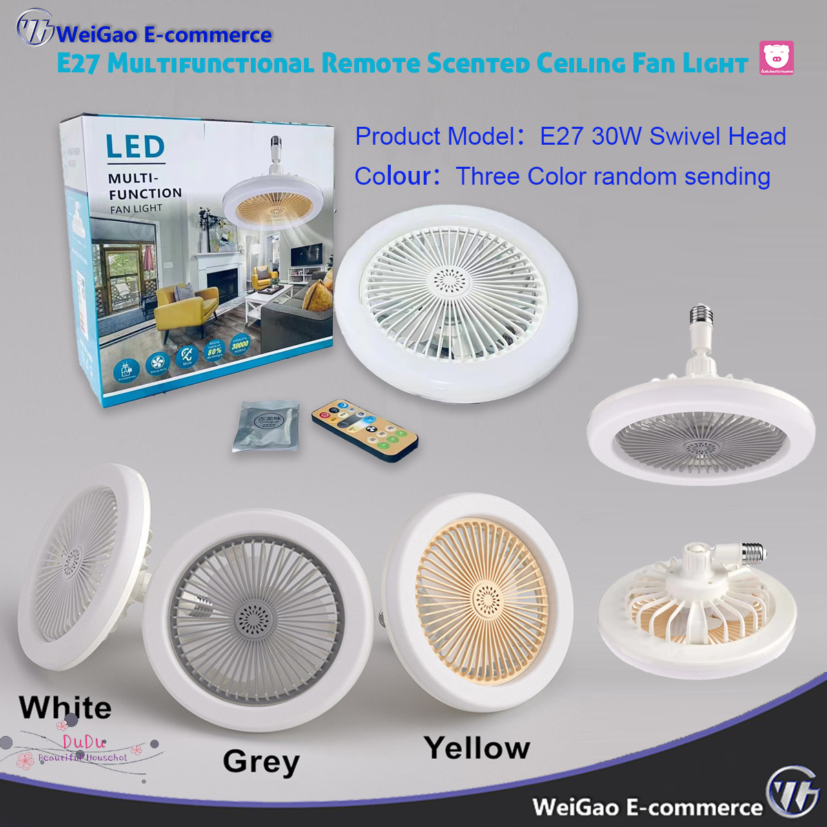 E27 Directional Adjustable with Remote Multifunctional Scented Ceiling Fan Light | Lazada PH