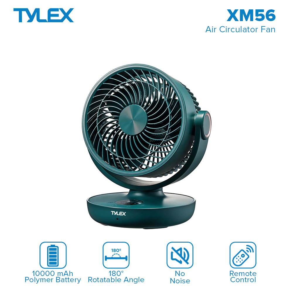 TYLEX XM56 Air Circulation Fan 10000mAh Polymer Battery Remote Control ...