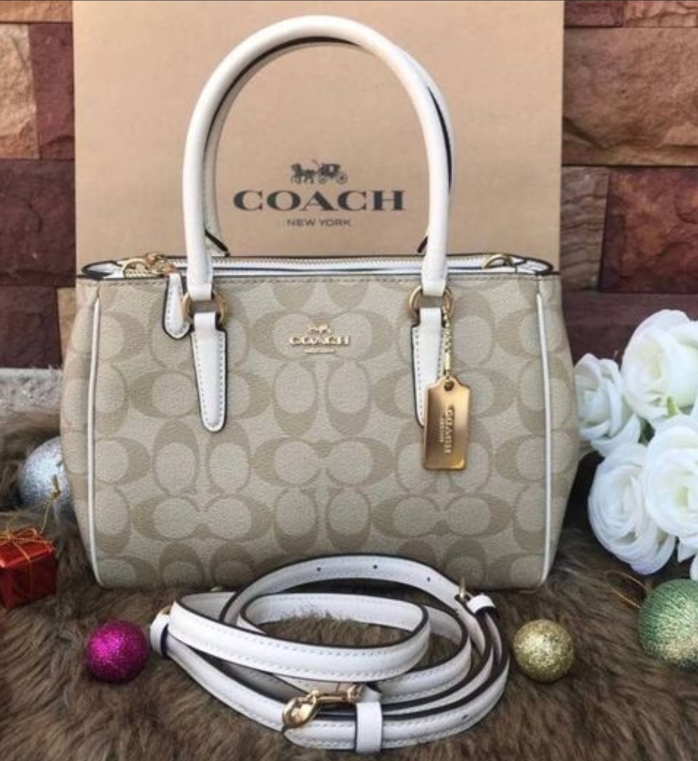 Coach F67027 Mini Surrey Carryall Satchel in Signature Canvas - Chalk ...