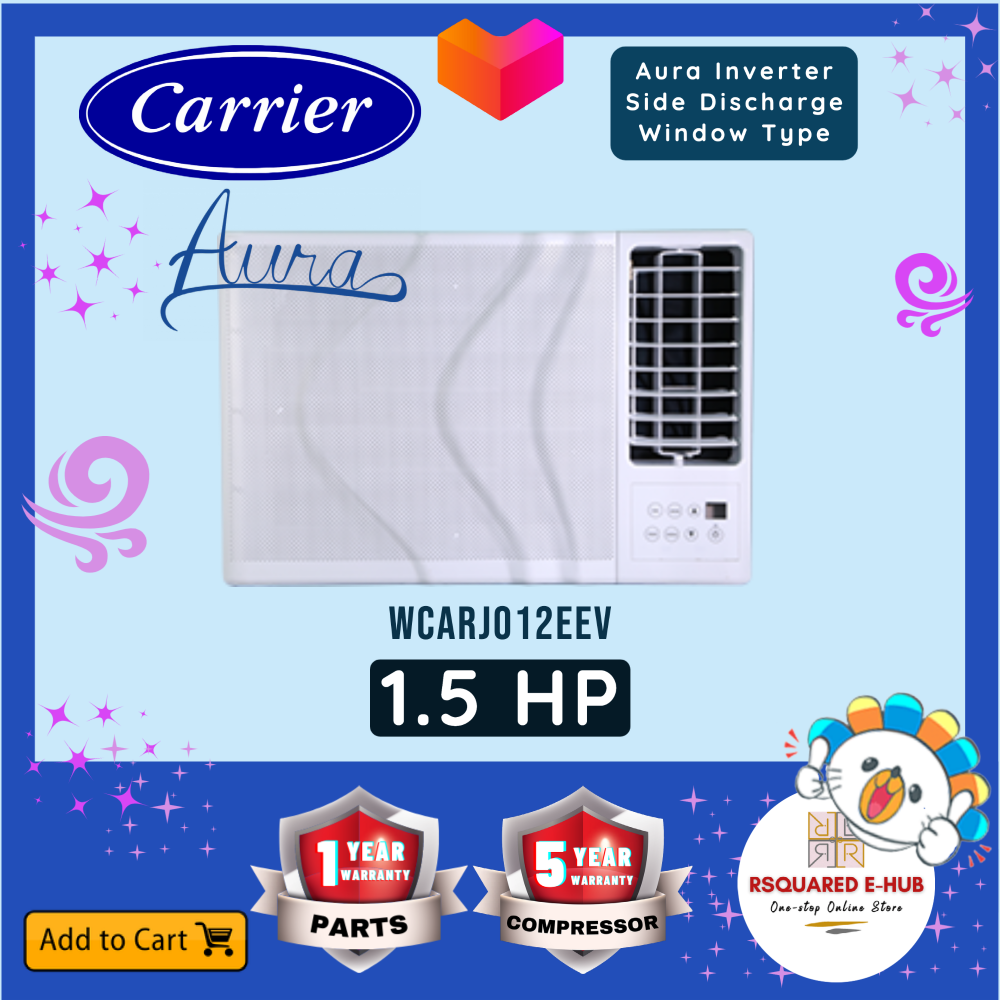 Carrier Aura Inverter Side Discharge Window Type Aircon 1.5HP ...