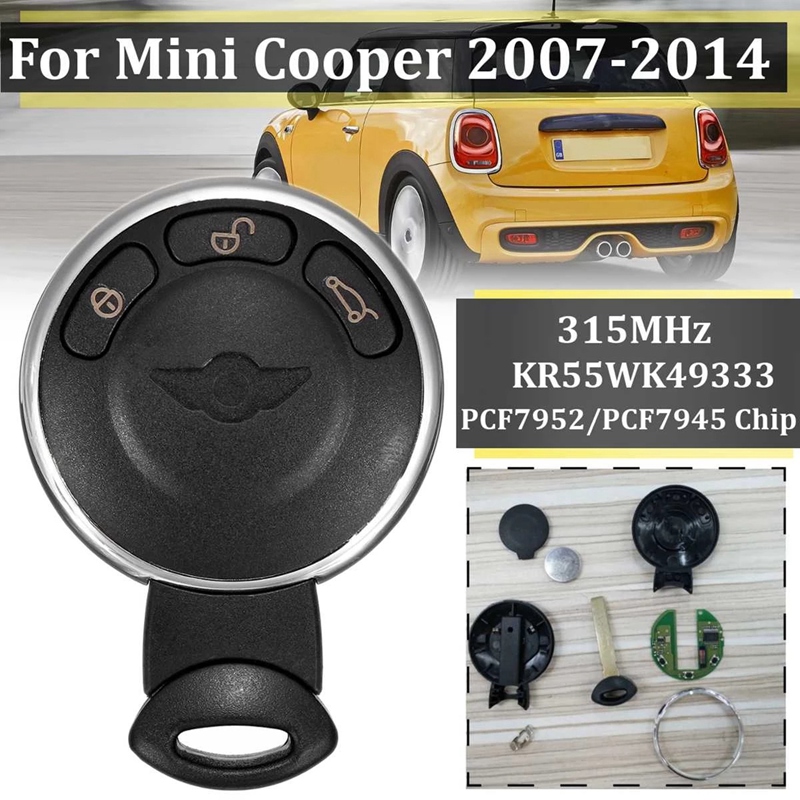 3 Buttons with PCF7952 Chip 315MHz Remote Key Fob Shell for Mini Cooper ...