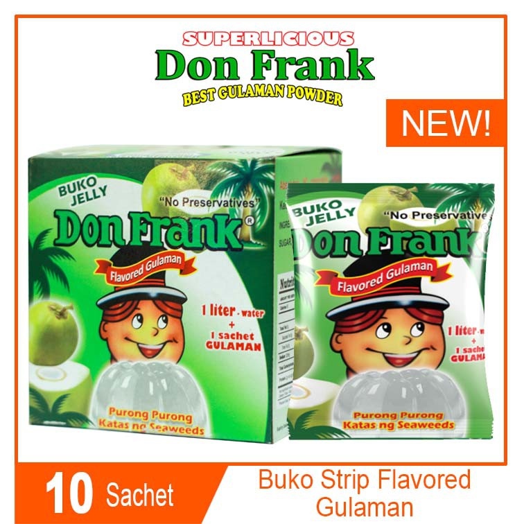 Don Frank Gulaman Buko Strip Jelly 1 box 10 sachets | Lazada PH