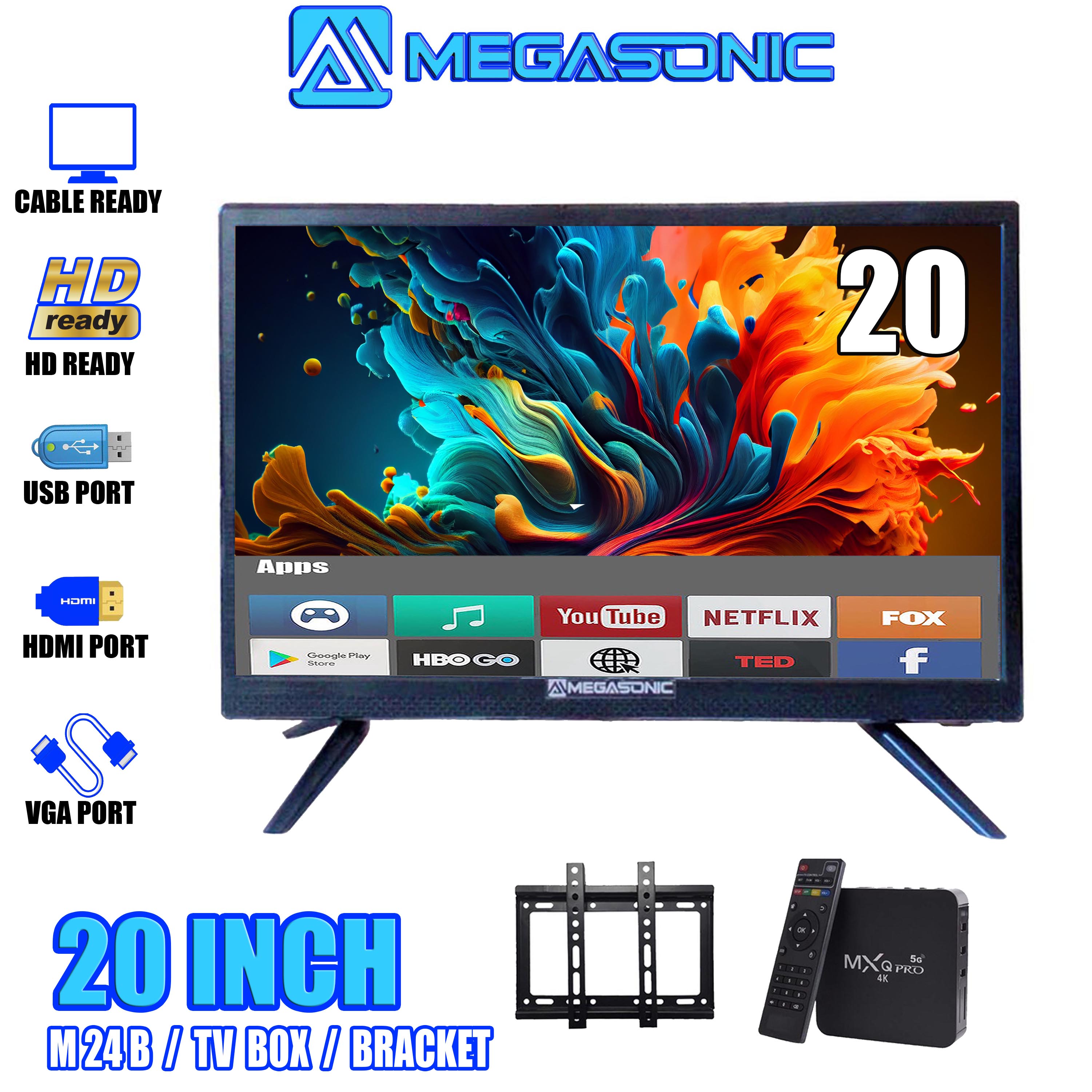 MEGASONIC M97-LED24B 20 inch OR M97-LED26B 23 inch + Smart TV BOX LED ...