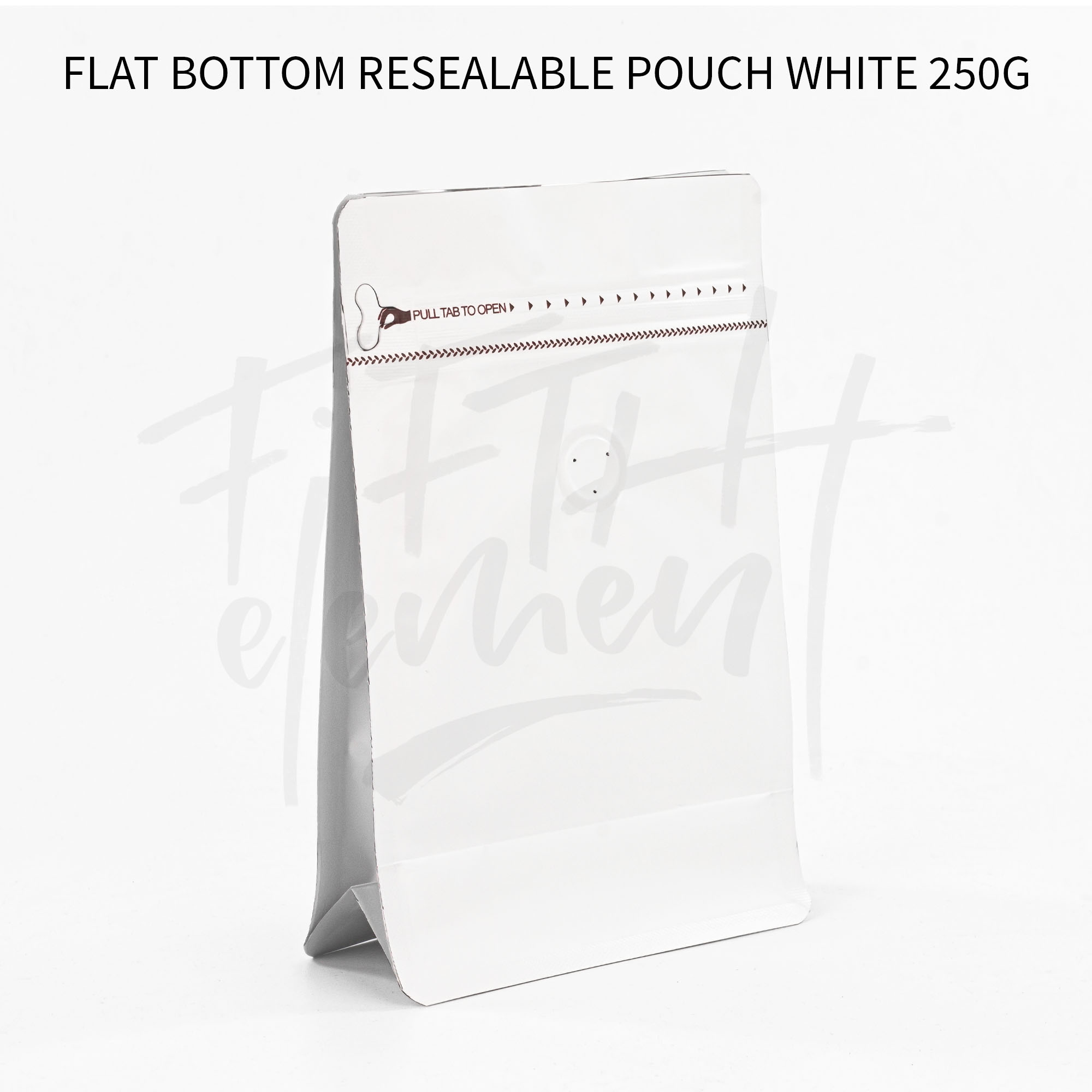 50 pcs Flat Bottom Pull Tab Resealable Coffee Pouch White with Valve ...
