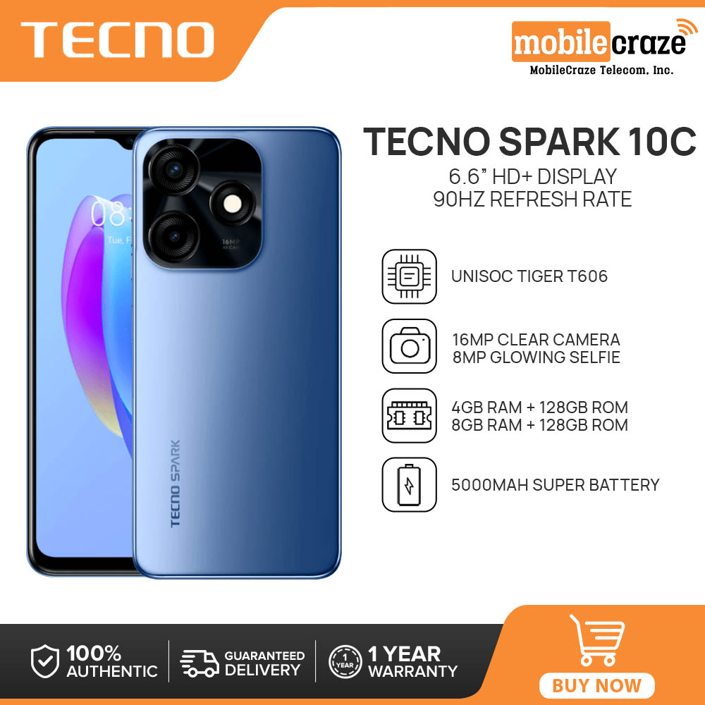 Tecno Spark 10C Smartphone | 4GB+128GB/8GB+128GB | Unisoc Tiger T606 | 6.6” HD+ Display 90Hz ...