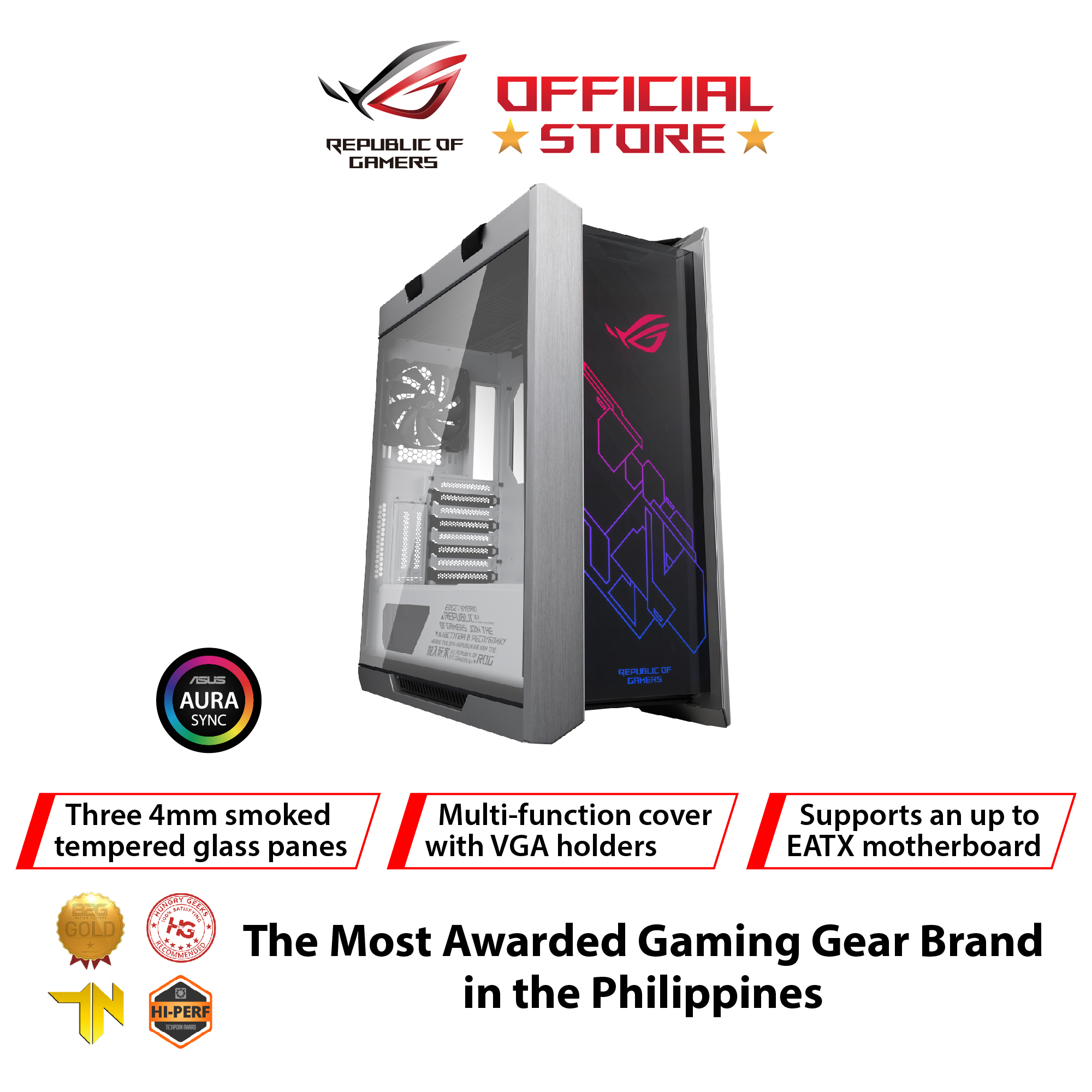 ROG Strix Helios White Edition RGB ATX/EATX mid-tower gaming case with ...