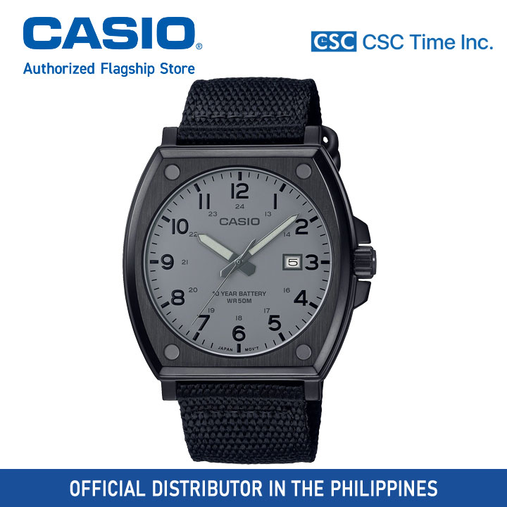 Casio (MTP-E715C-8AVDF) Black Cloth Band 50 Meter 10 Year Battery Date ...