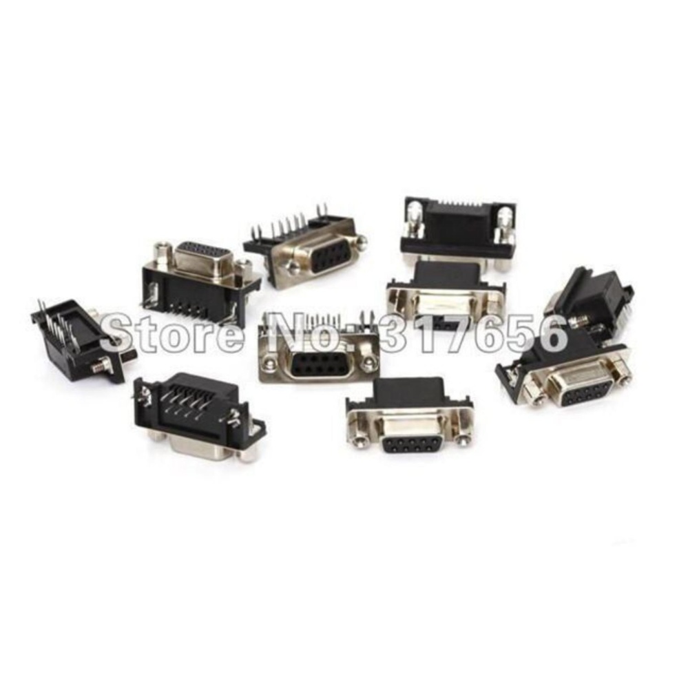 10pcs/lot, DB9 Female PCB Mount, D-Sub 9 pin PCB Connector,RS232 Serial ...