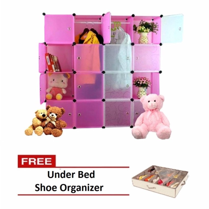 Tupper Cabinet 16 Cubes White Doors Pink DIY Storage Cabinet (Pink ...