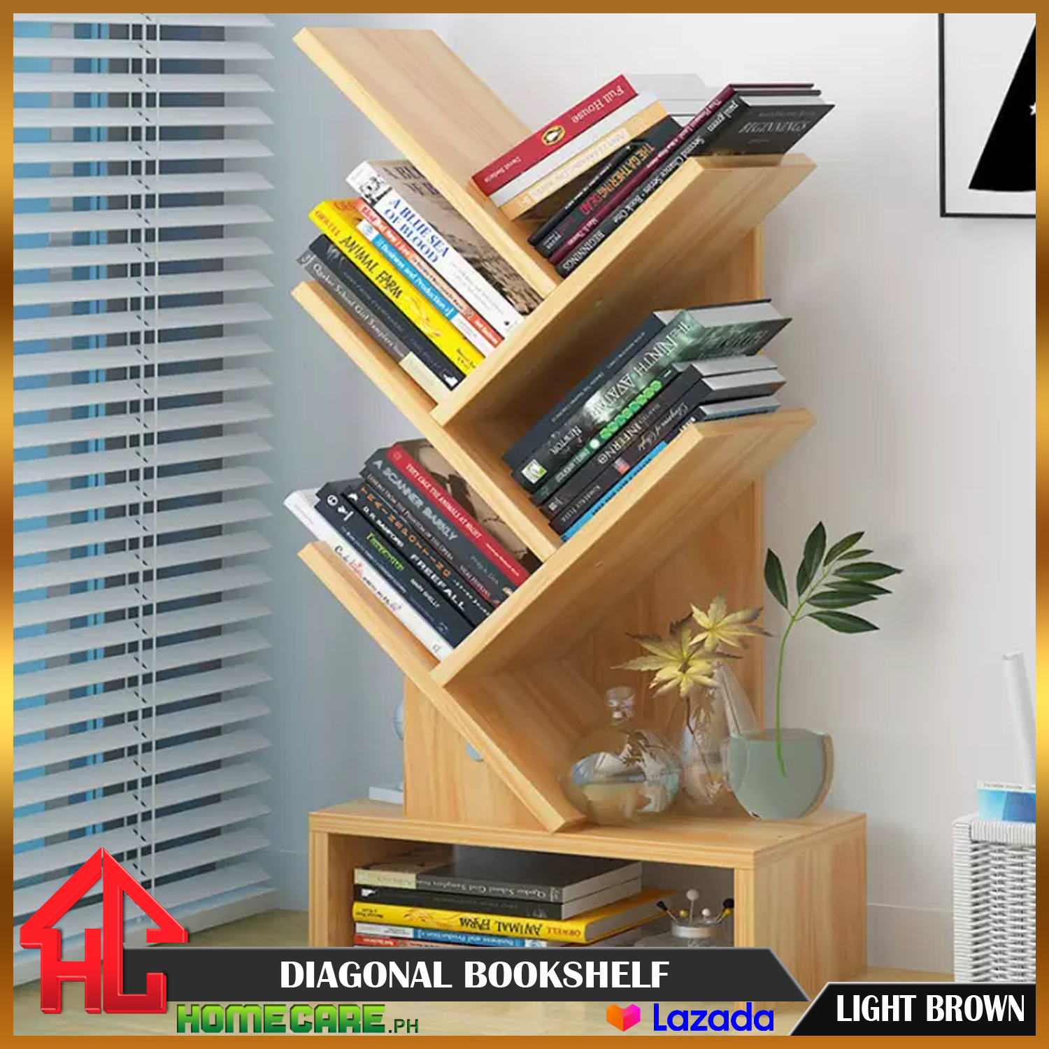 HOMECARE New Design Diagonal Bookshelf Storage Rack | Lazada PH