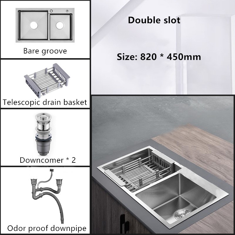 TQTQ SUS304 Kitchen Sink lababo Nano Sink Handmade Single/Double Sink ...