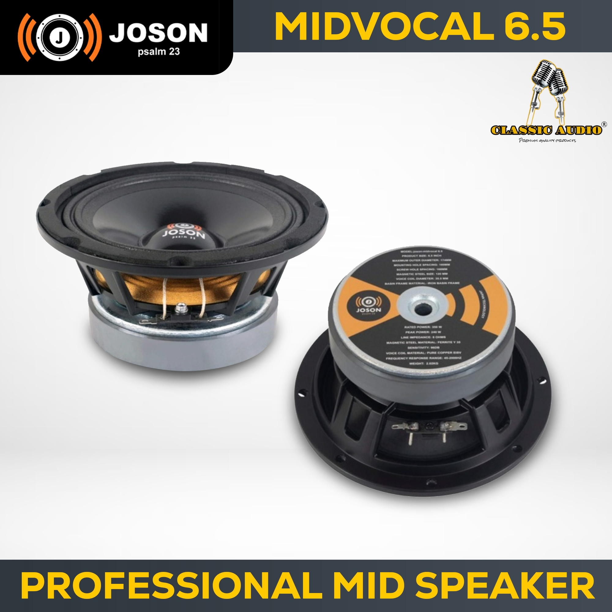 Kevler Joson Mid Vocal 6.5 Professional Audio Speaker with 350w rated ...