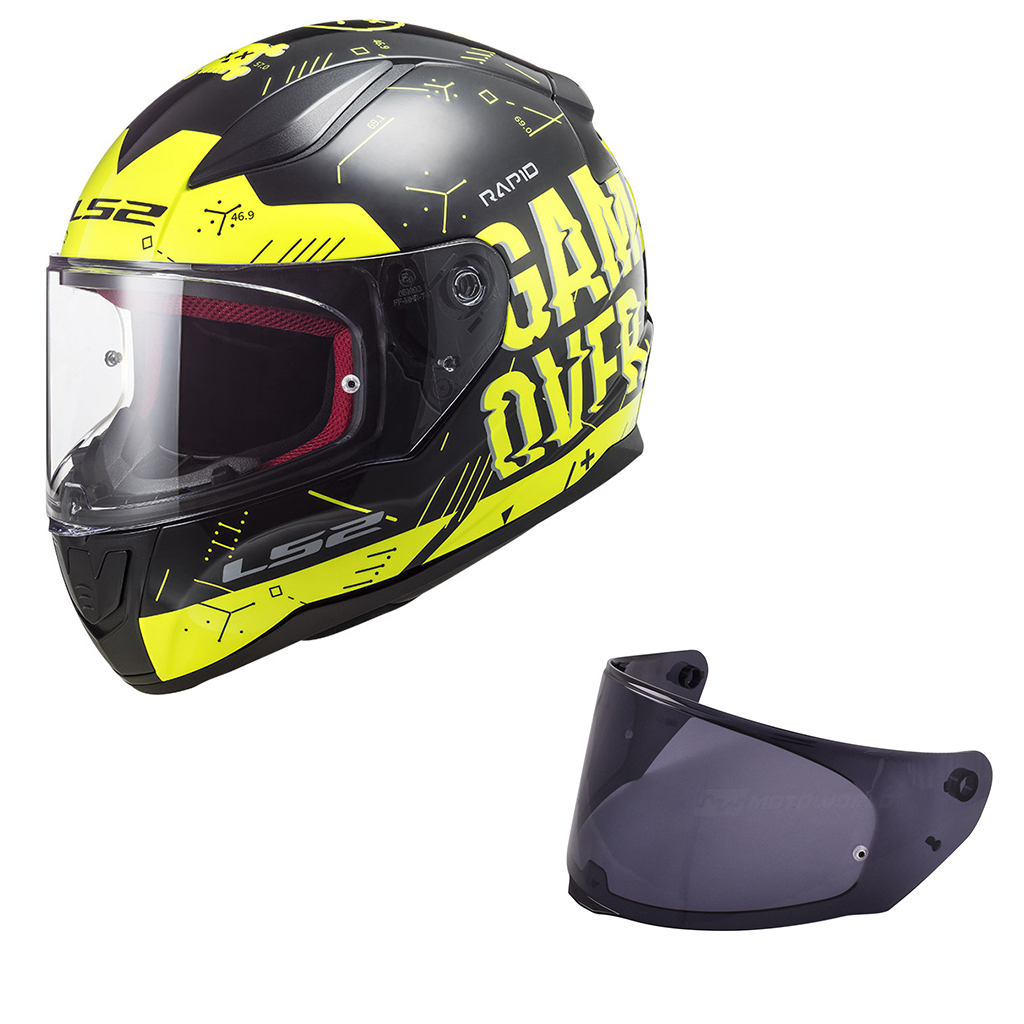 LS2 Motorcycle Full Face Helmet FF353XV Rapid Player Graphics (w/ Extra ...