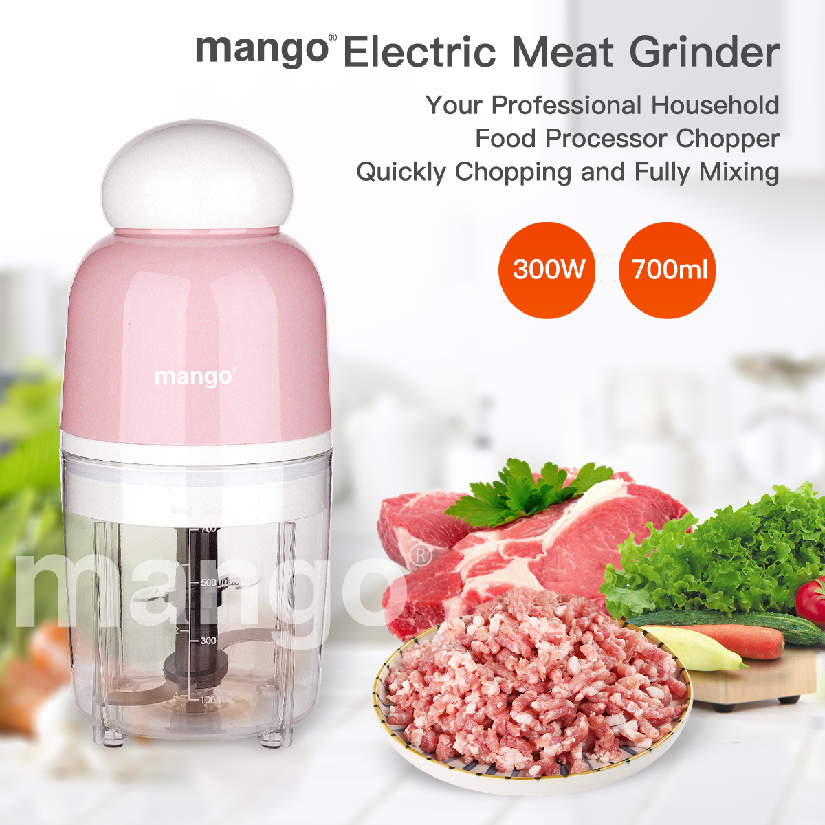 mango®kt32 Electric Food Chopper Grinder Food Processor with 4 ...