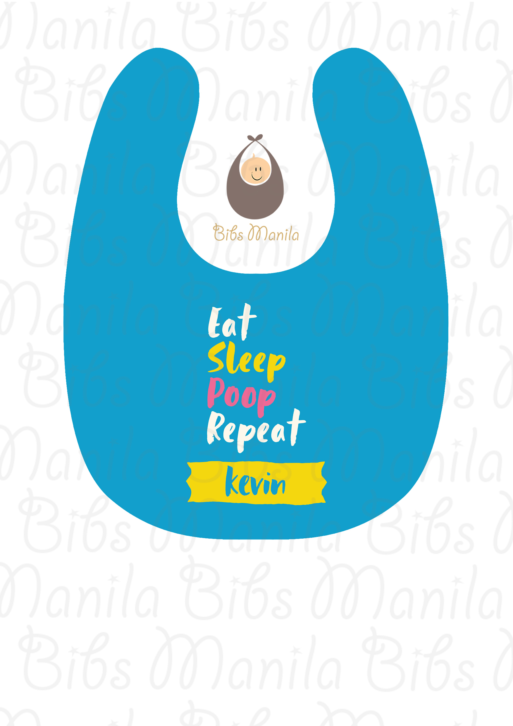 Bibs Manila Eat-Sleep-Poop In Cotton Candy Personalized Bib | Lazada PH