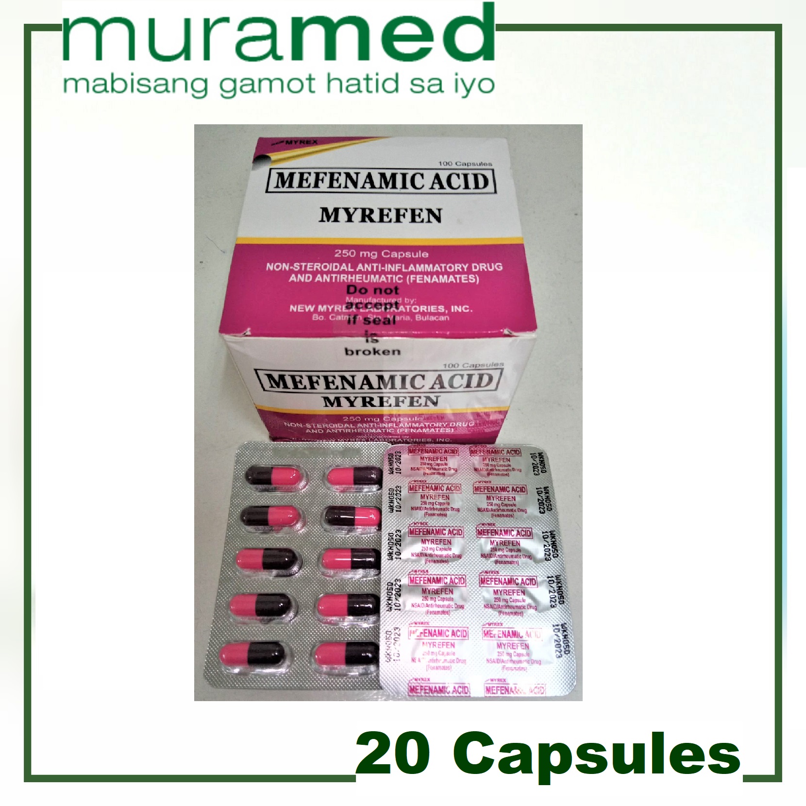 Myrefen Mefenamic acid Capsule 250 mg 20's | Lazada PH