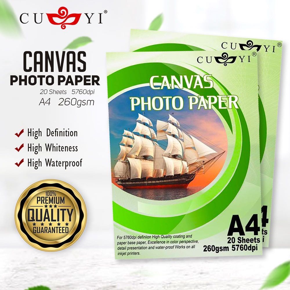 Cuyi Rc Canvas Photo Paper 270Gsm A4 ( 20 Sheets) | Lazada PH