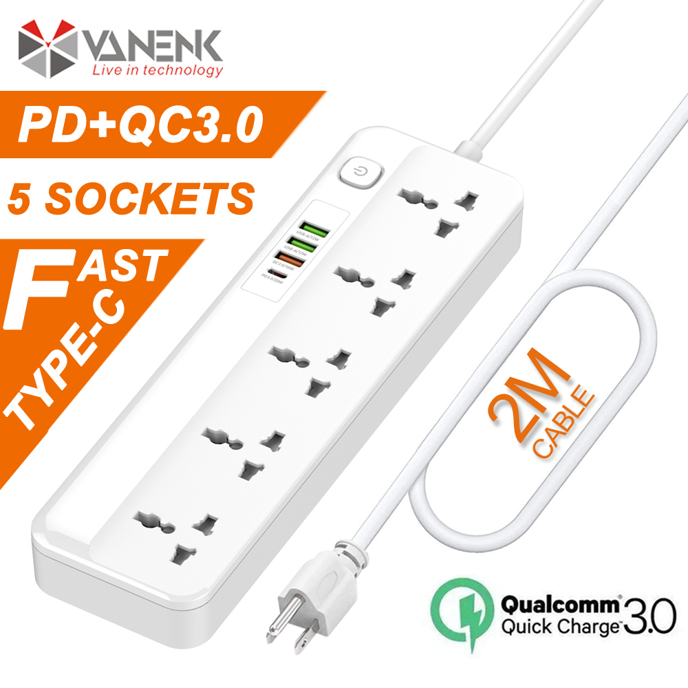 Smart Universal Power Strip Extension Cord Socket with USB C US Plug 5 ...