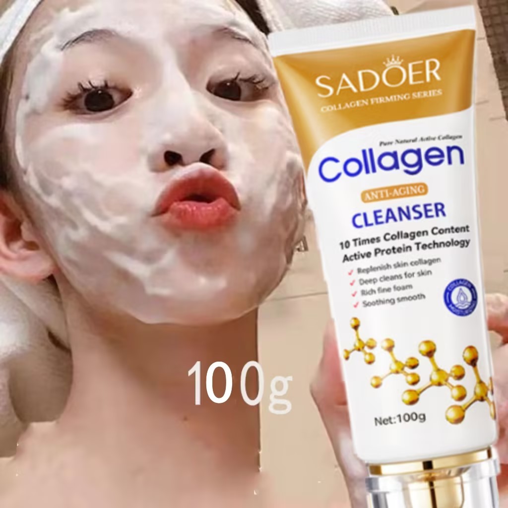 SADOER Collagen Anti Aging Wrinkles Smoothing Cleansing Pores Facial Wash Moisturizing Facial ...