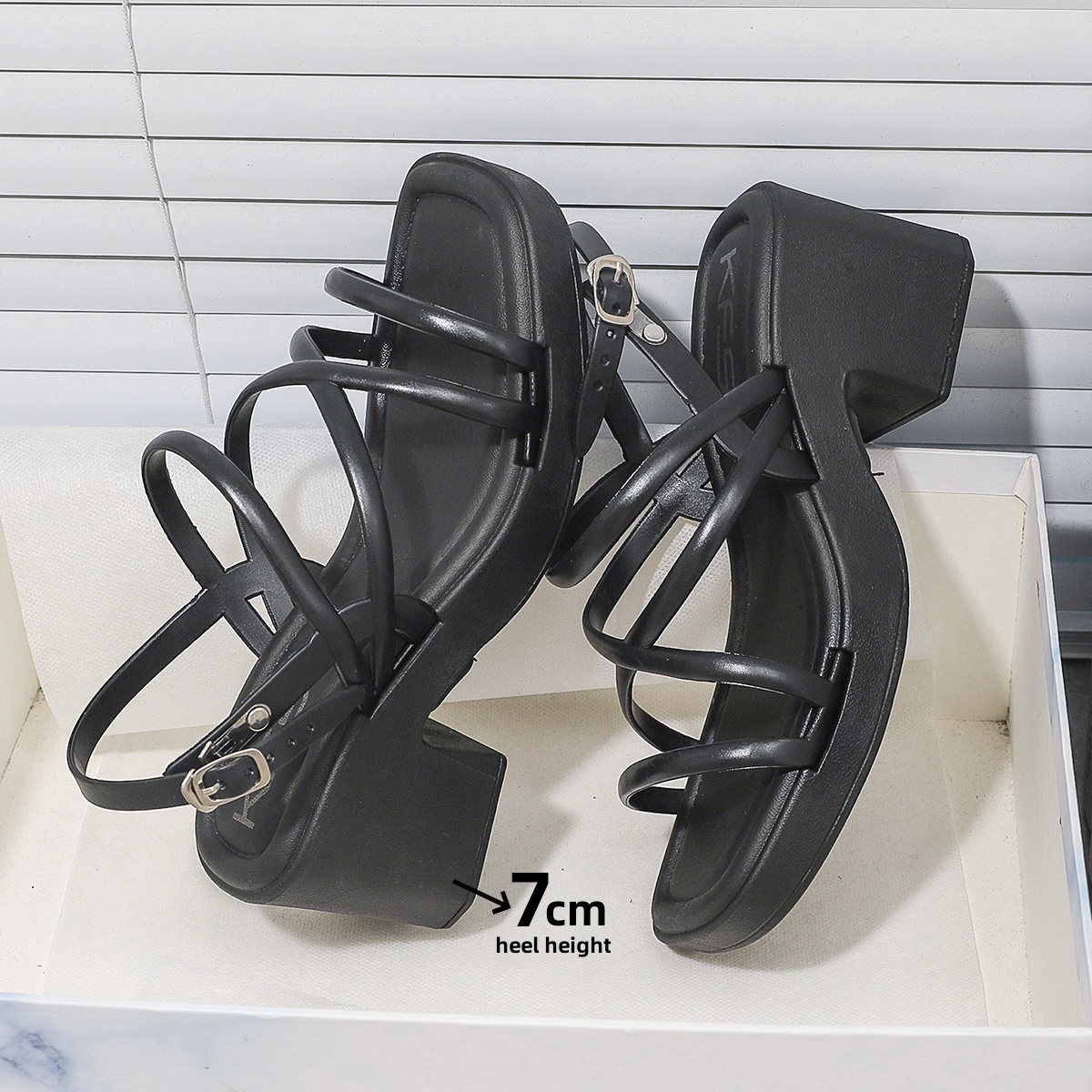 7cm women's high-heeled sandals new color full fashion sandals | Lazada PH