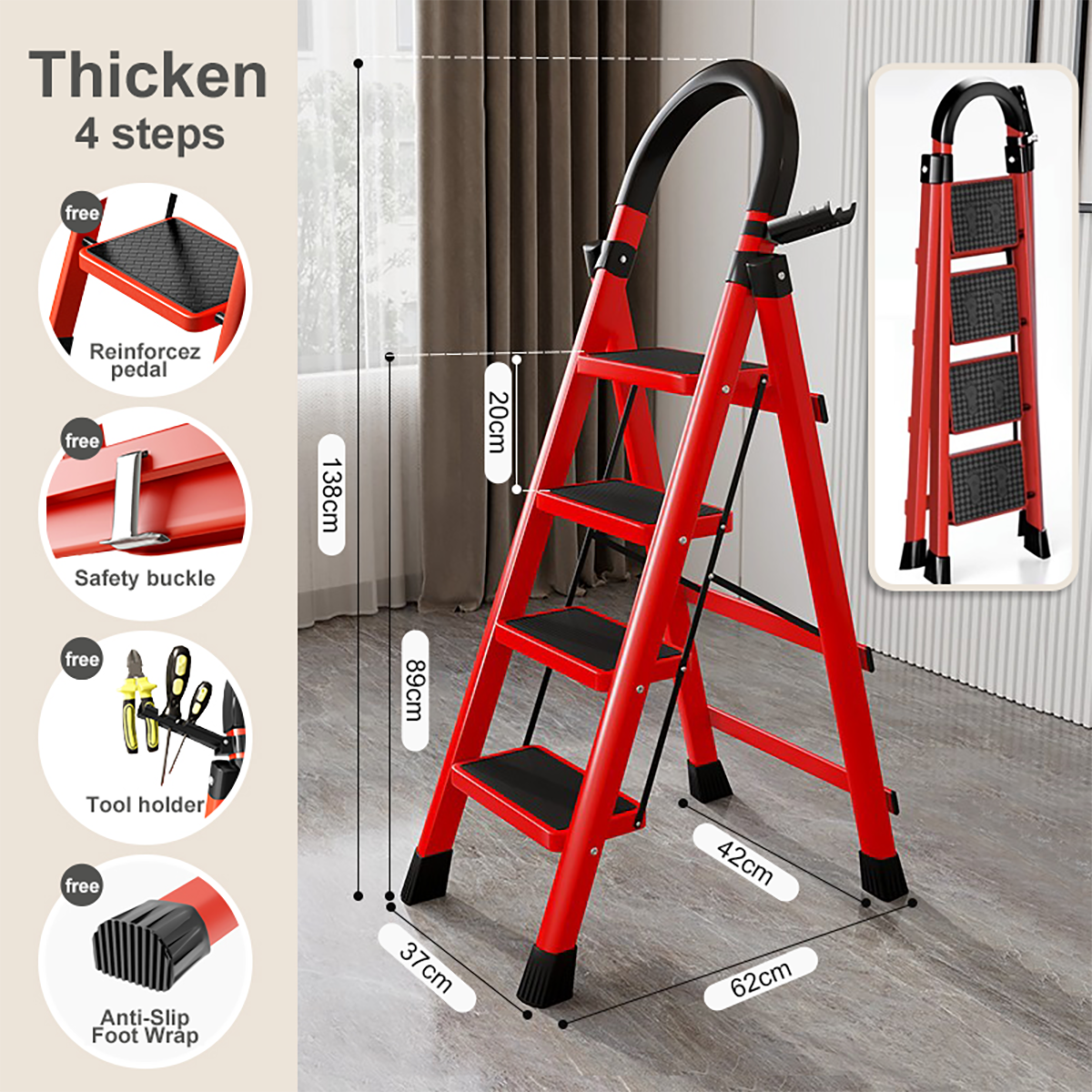 3/4/5/6 Step Ladder Foldable aluminum heavy duty Hagdanan Telescopic ...