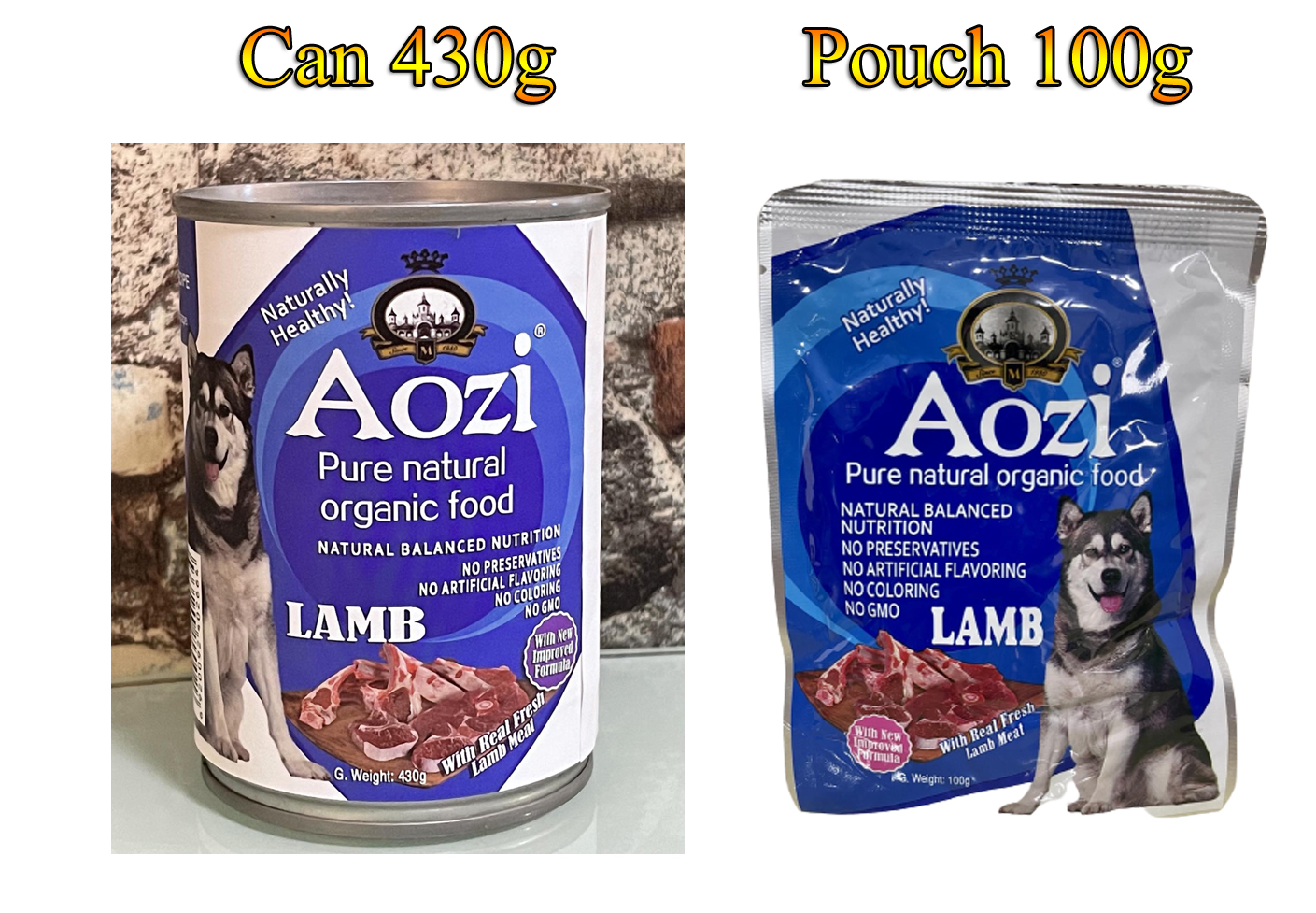 Aozi Pure Natural Organic Wet Food in Can 430g / Pouch 100g for Dog ...