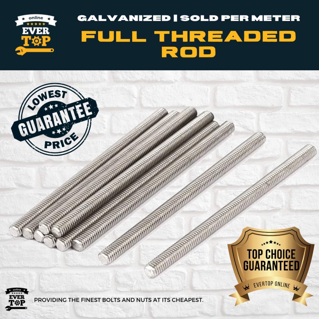 FULL THREADED ROD 3/8 | 1/2 | 5/16 GALVANIZED (GI) 1 METER PER ORDER ...