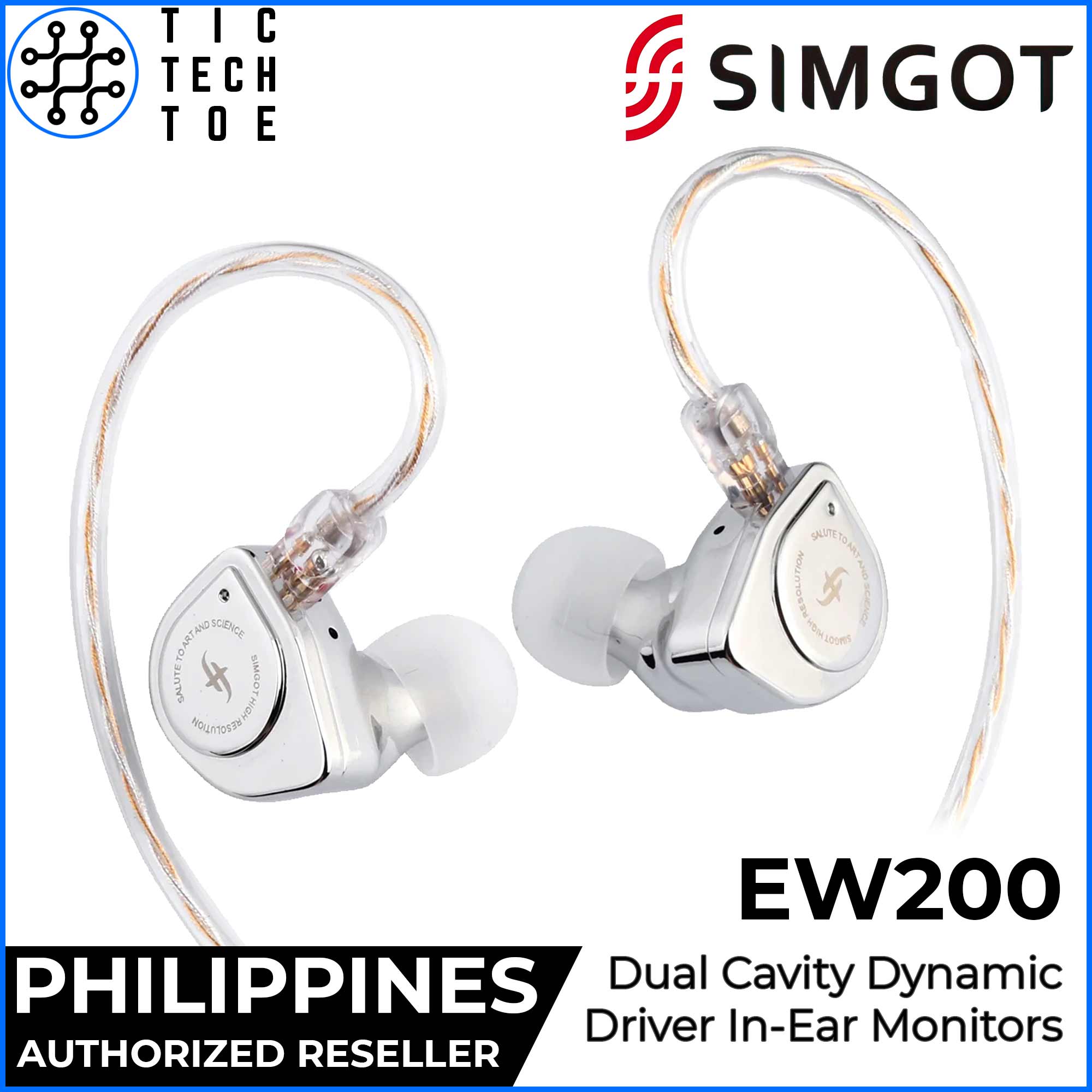 SIMGOT EW200 All Metal Body Dynamic Driver Detachable Cable HiFi Flagship In-Ear Monitor ...