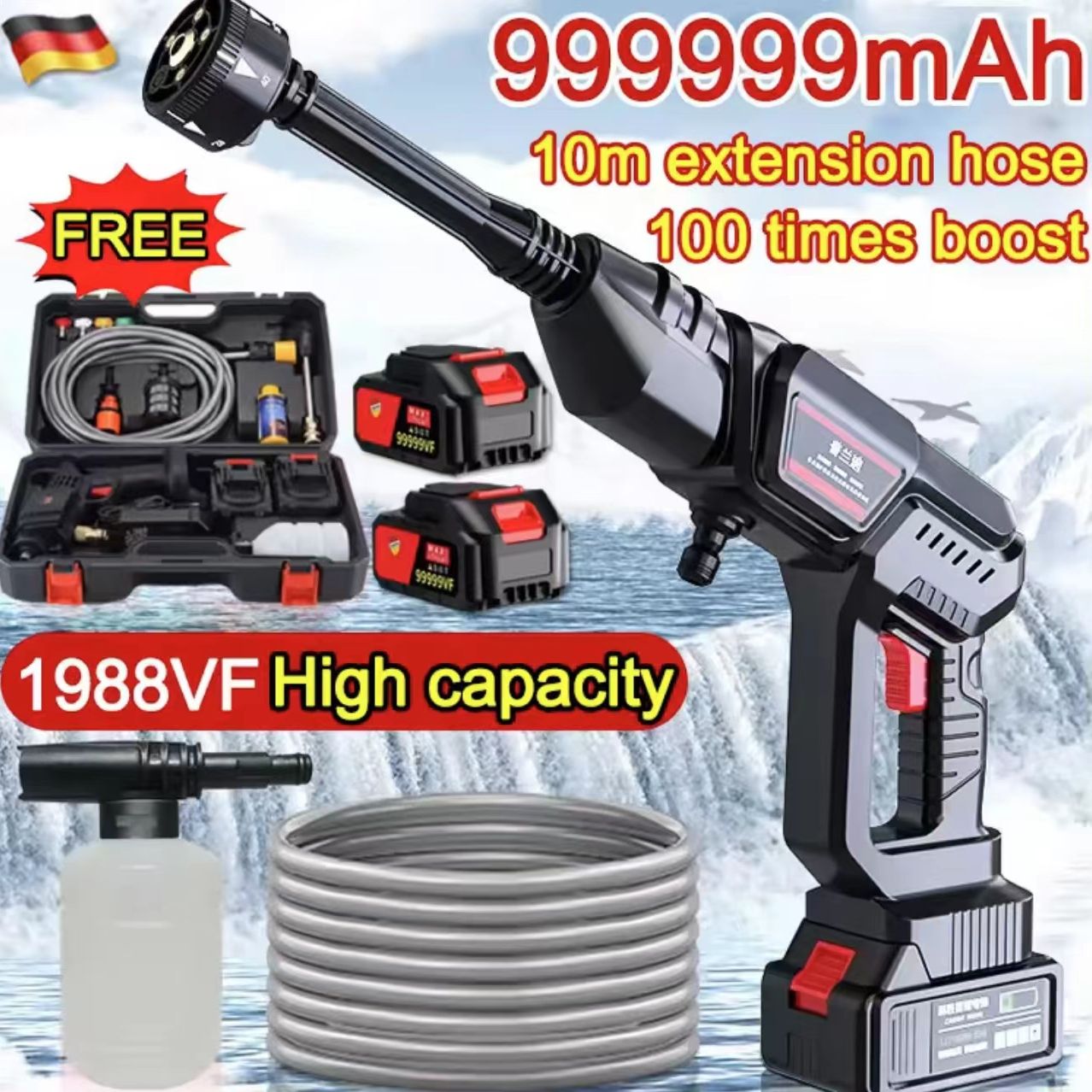 Tgg Pressure Washer 48v 2 Batteries Portable Car Machine Set Cordless