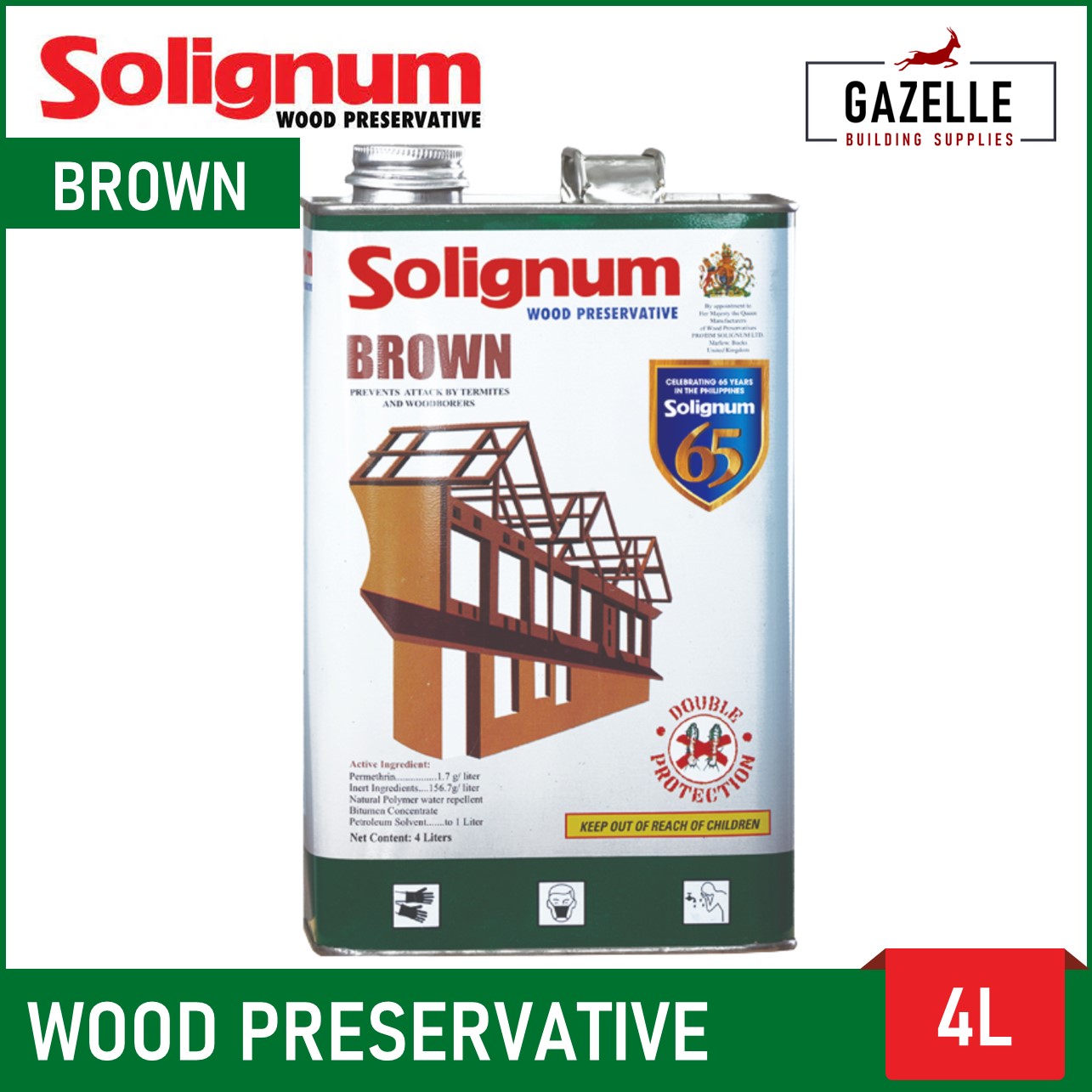 Solignum Wood Preservative Brown 4L Anti Termite Borers Fungi Anay ...
