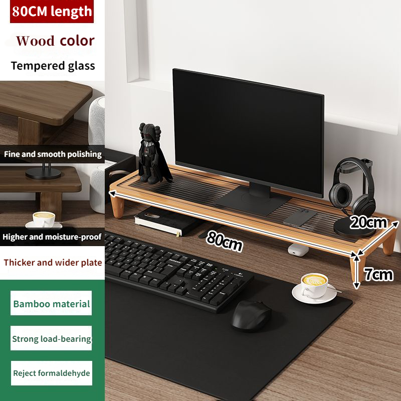 Monitor Stand Wooden Extended Width Universal Monitor Riser and Laptop ...
